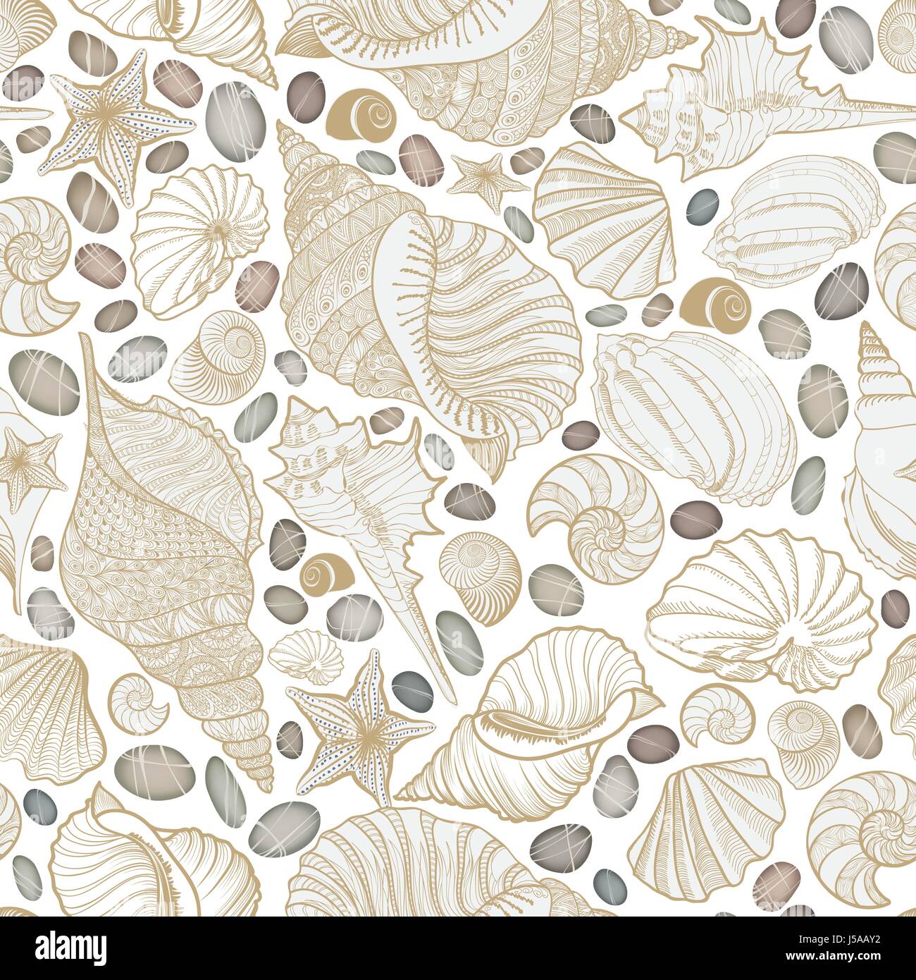 Seashell seamless pattern. Summer holiday marine background. Underwater ...