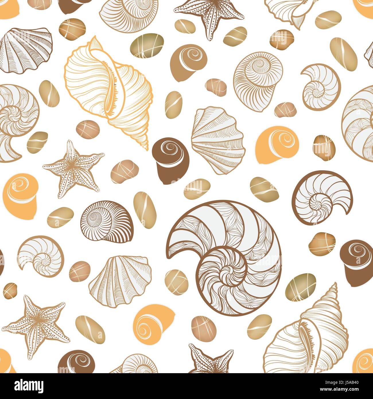 Seashell seamless pattern. Summer holiday marine background. Underwater ...