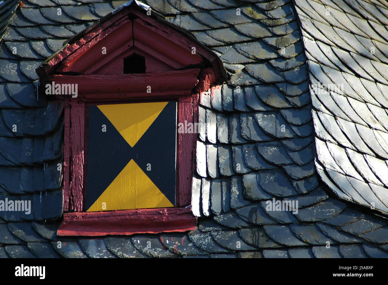 window porthole dormer window pane slate slated roof shingles window ...