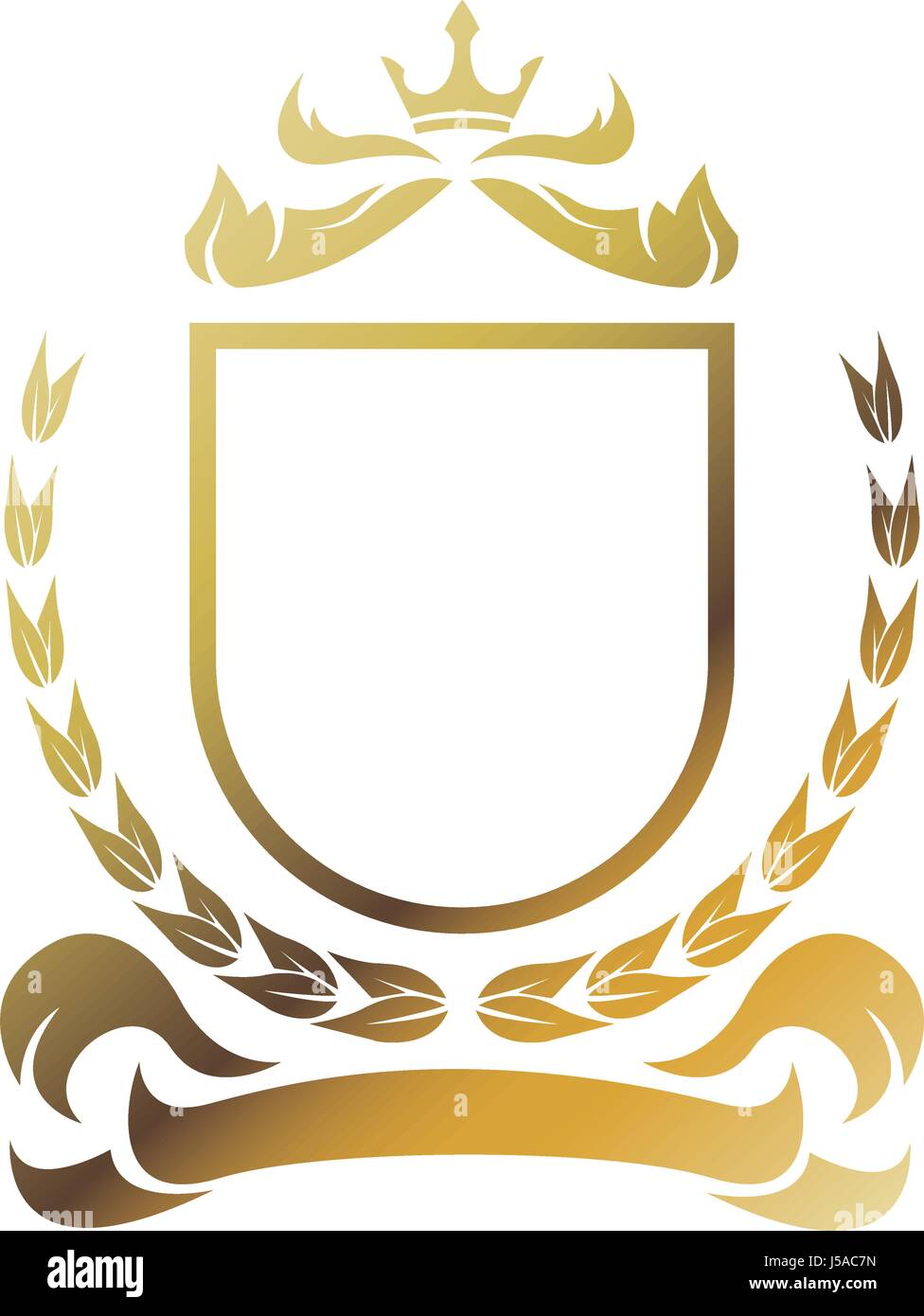 golden shield ribbon heraldic luxury frame decoration. emblem ornament ...