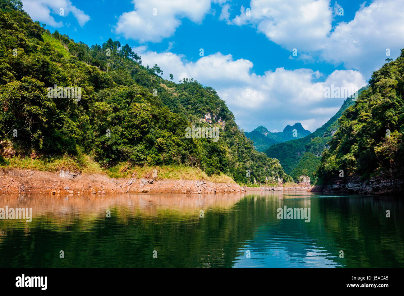 Beautiful reservoir scenery in summer Stock Photo - Alamy