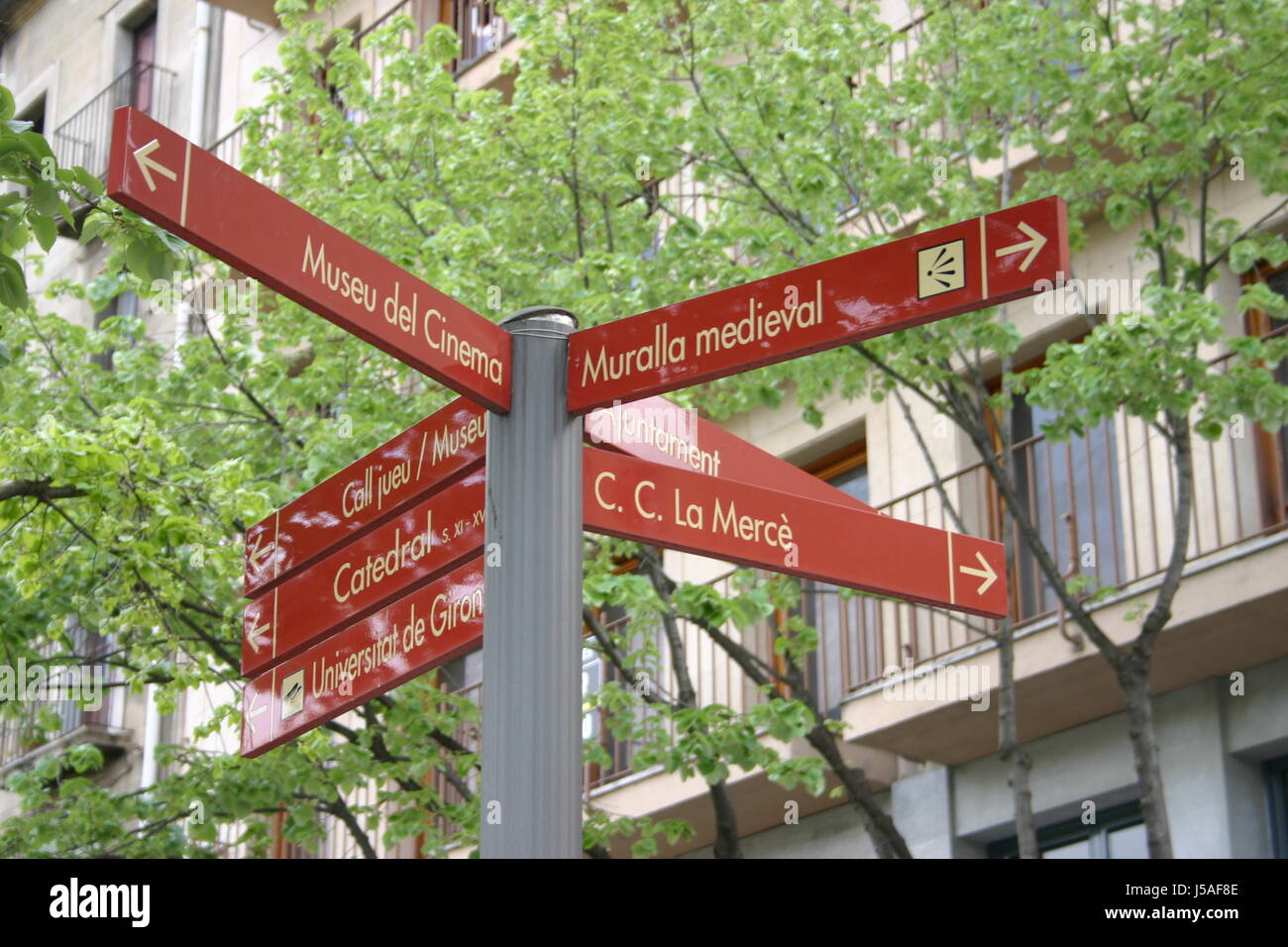 sign signal historical old town spain sightseers tourists centre ...