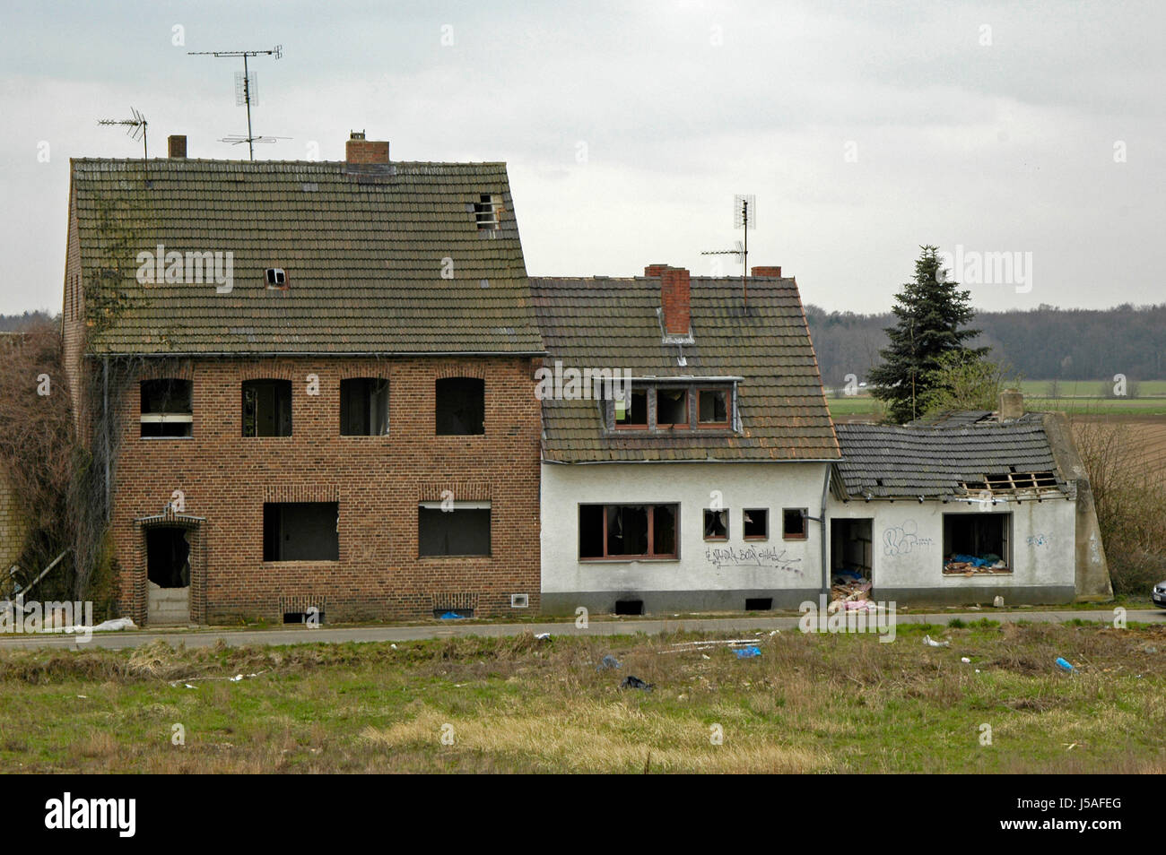 houses coal surface mining ruins place resettlement deserted medieval ...