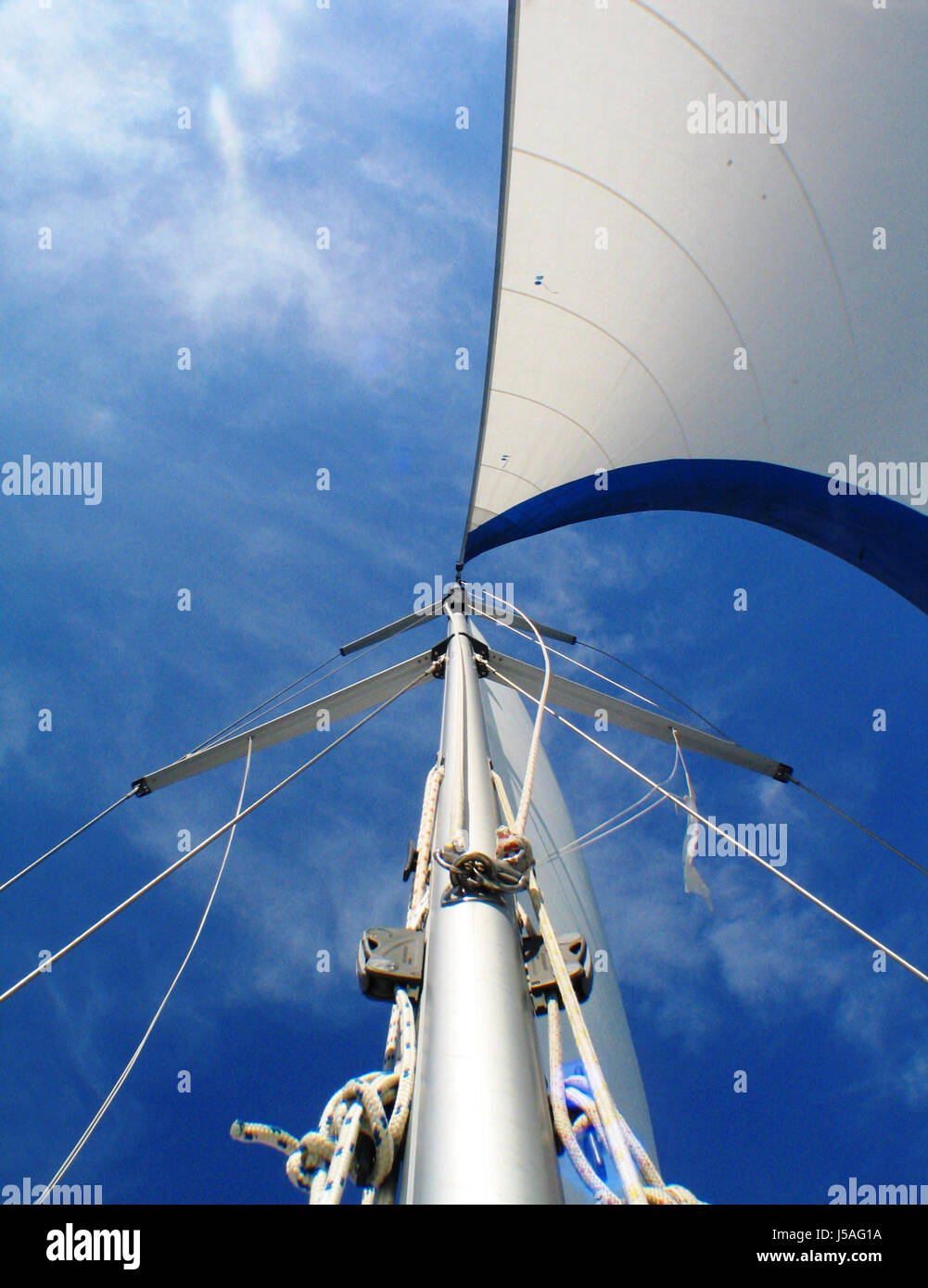 wide angle mast croatia rigging cleats genoa firmament sky clouds ...