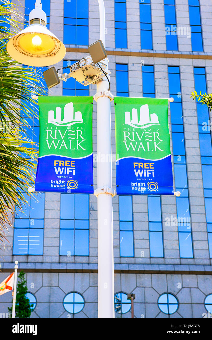 Riverwalk overhead signs in downtown Tampa Florida Stock Photo - Alamy