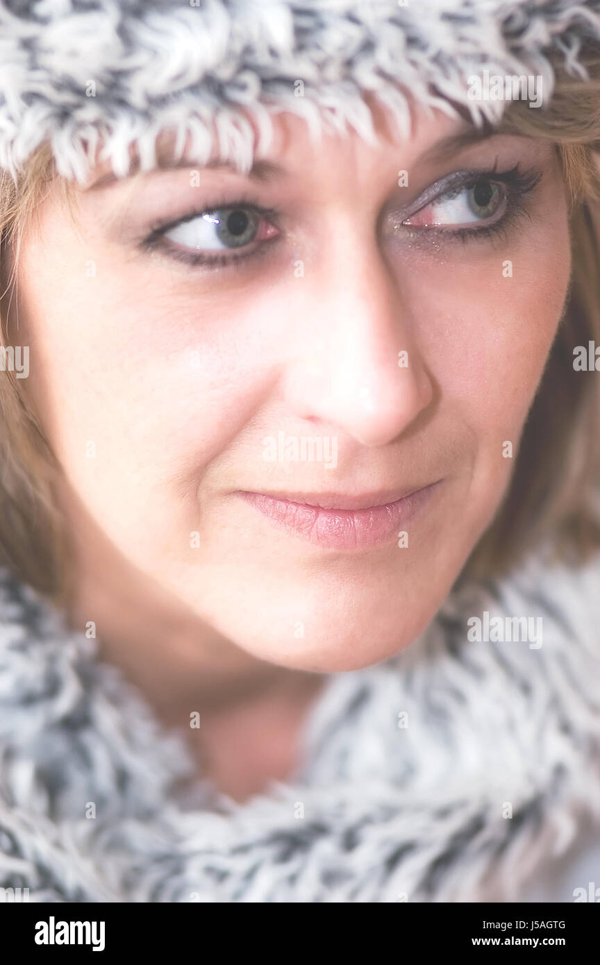 woman female dreamy portrait sad eyes longing look glancing see view ...