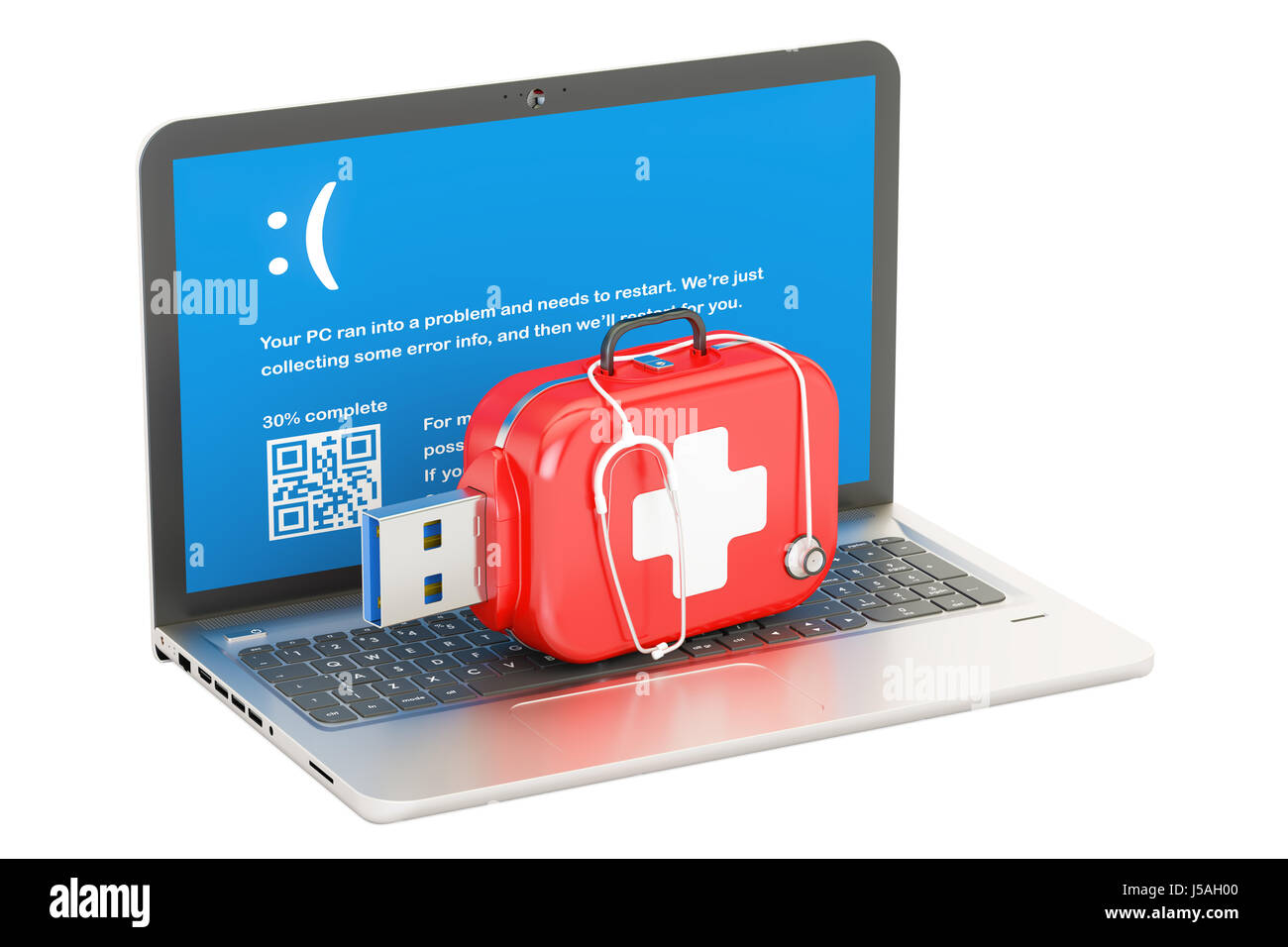 Laptop, repair and service concept. 3D rendering isolated on white ...