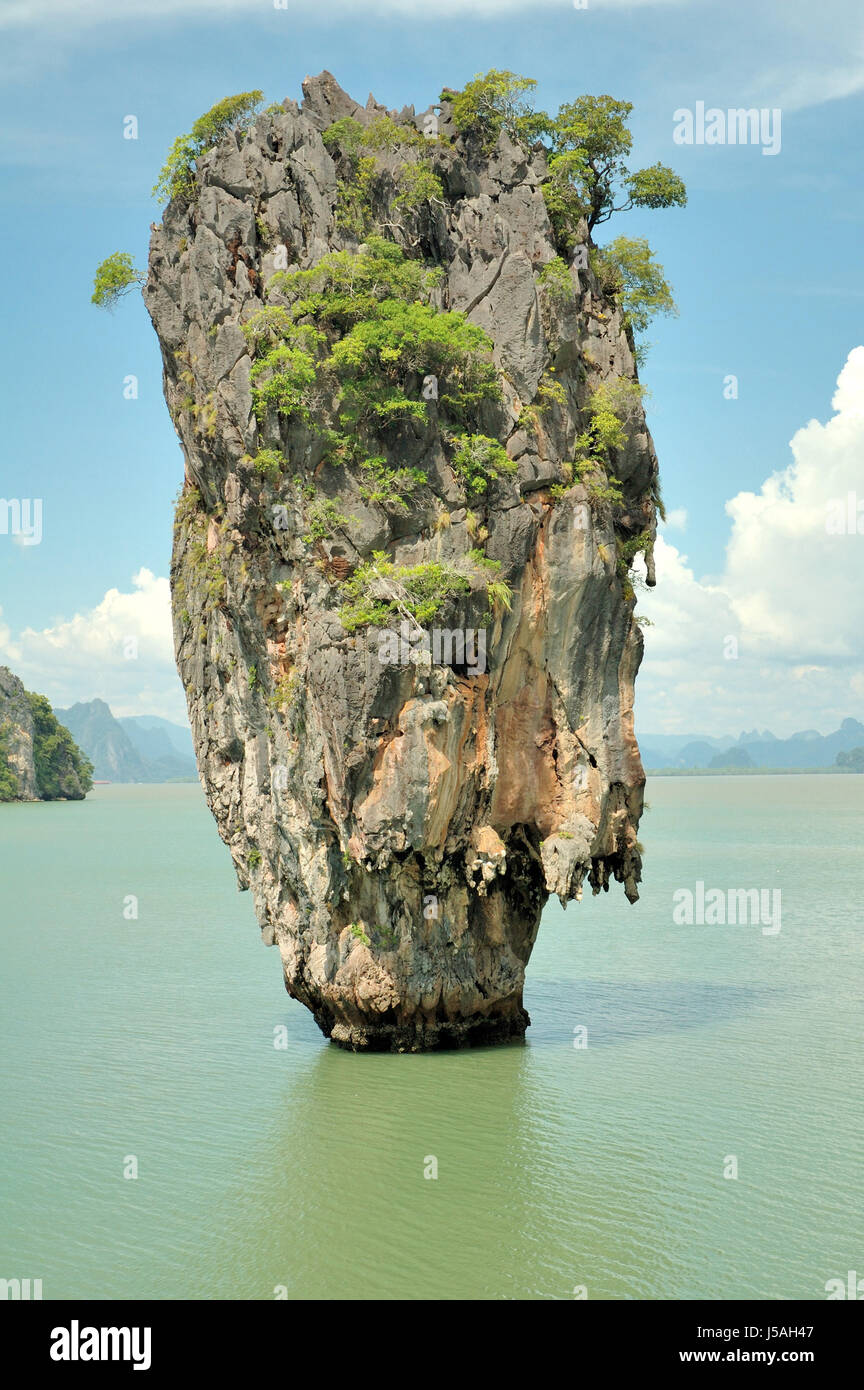 asia rock thailand bay chalking rock tropical salt water sea ocean ...