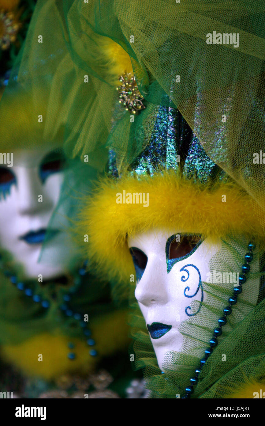 woman green venice blank european caucasian masks party celebration ...