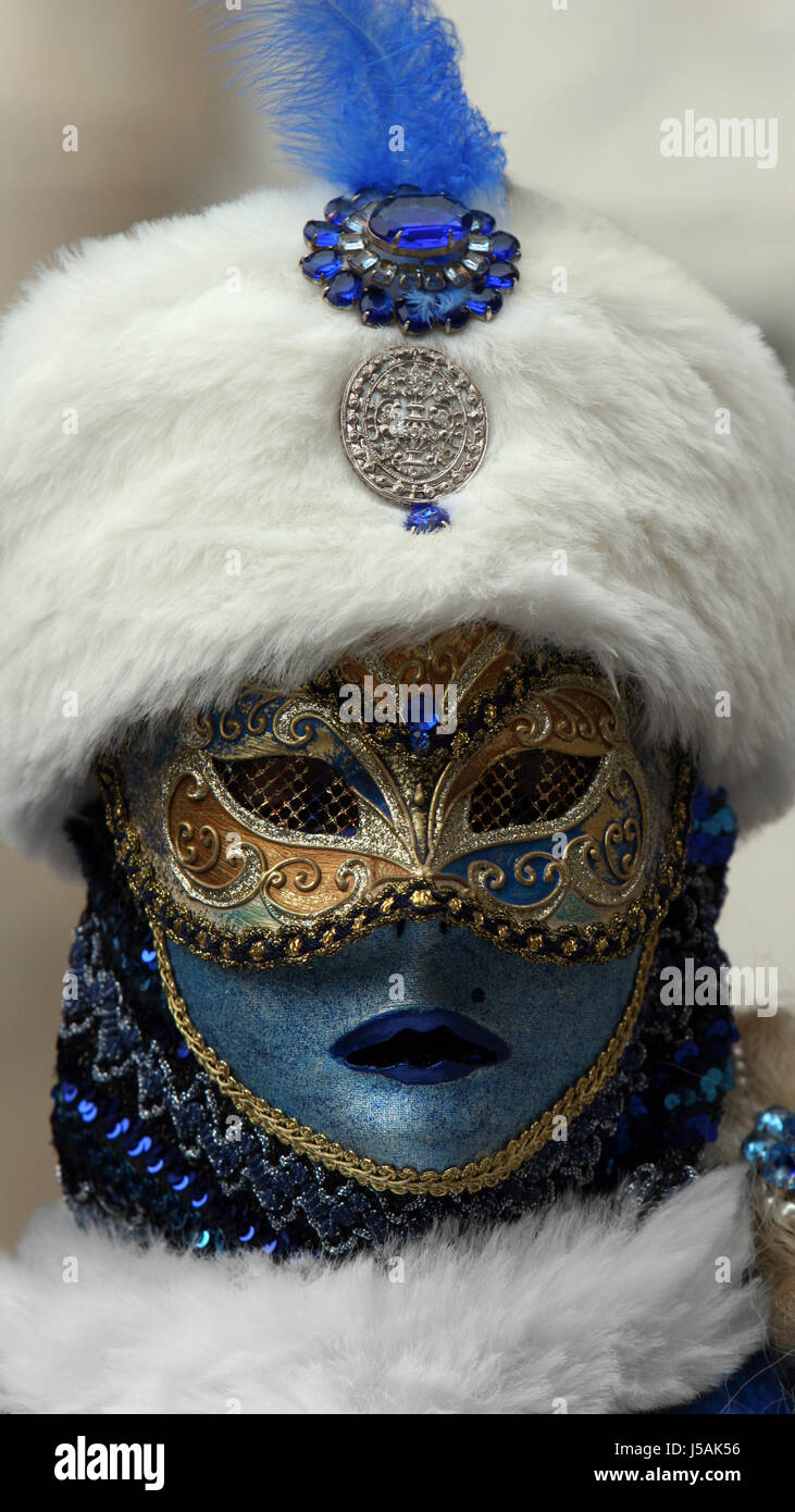woman blue venice blank european caucasian fur masks party celebration ...