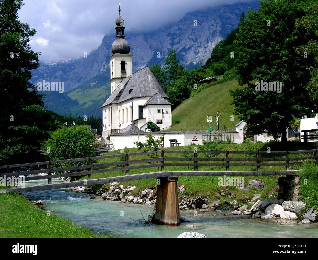 church mountains bridge alps bavaria catholic belfry germany german ...