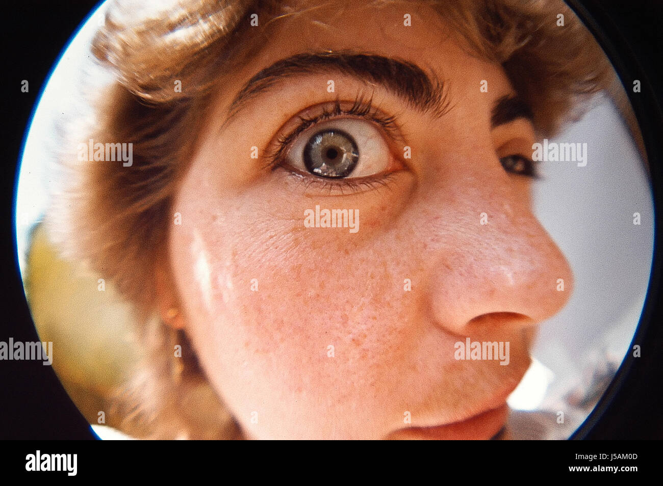woman face portrait eye organ nose cucumber horror objective distortion ...