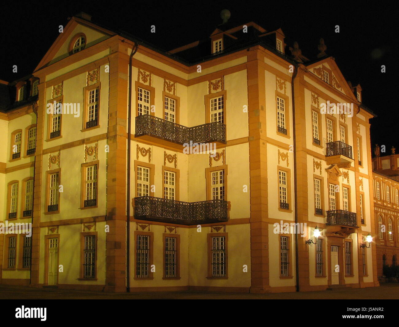 historical night photograph hesse provincial capital building buildings ...