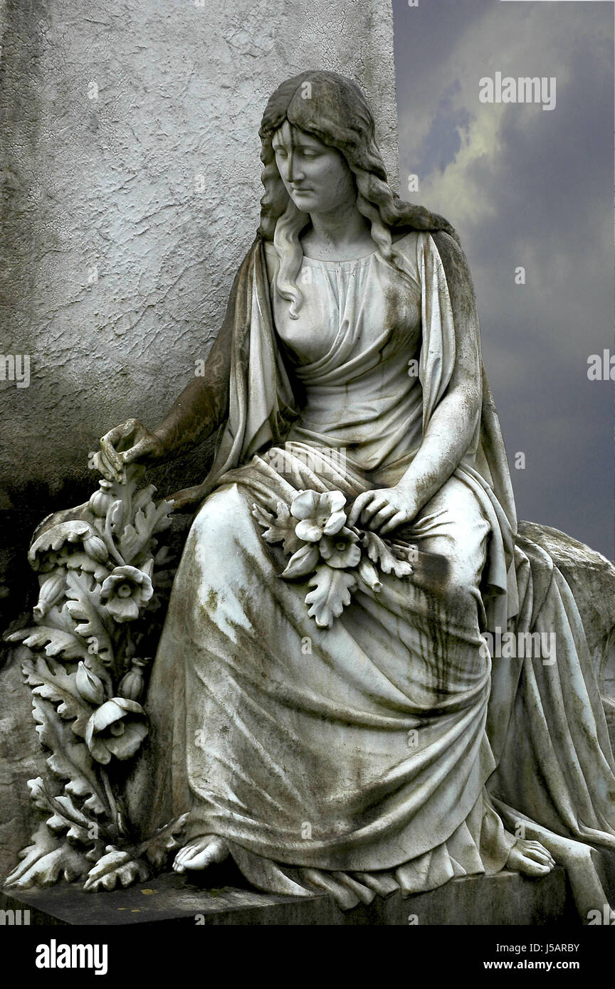 woman religion stone statue sculpture pain cemetery mourning sorrow ...