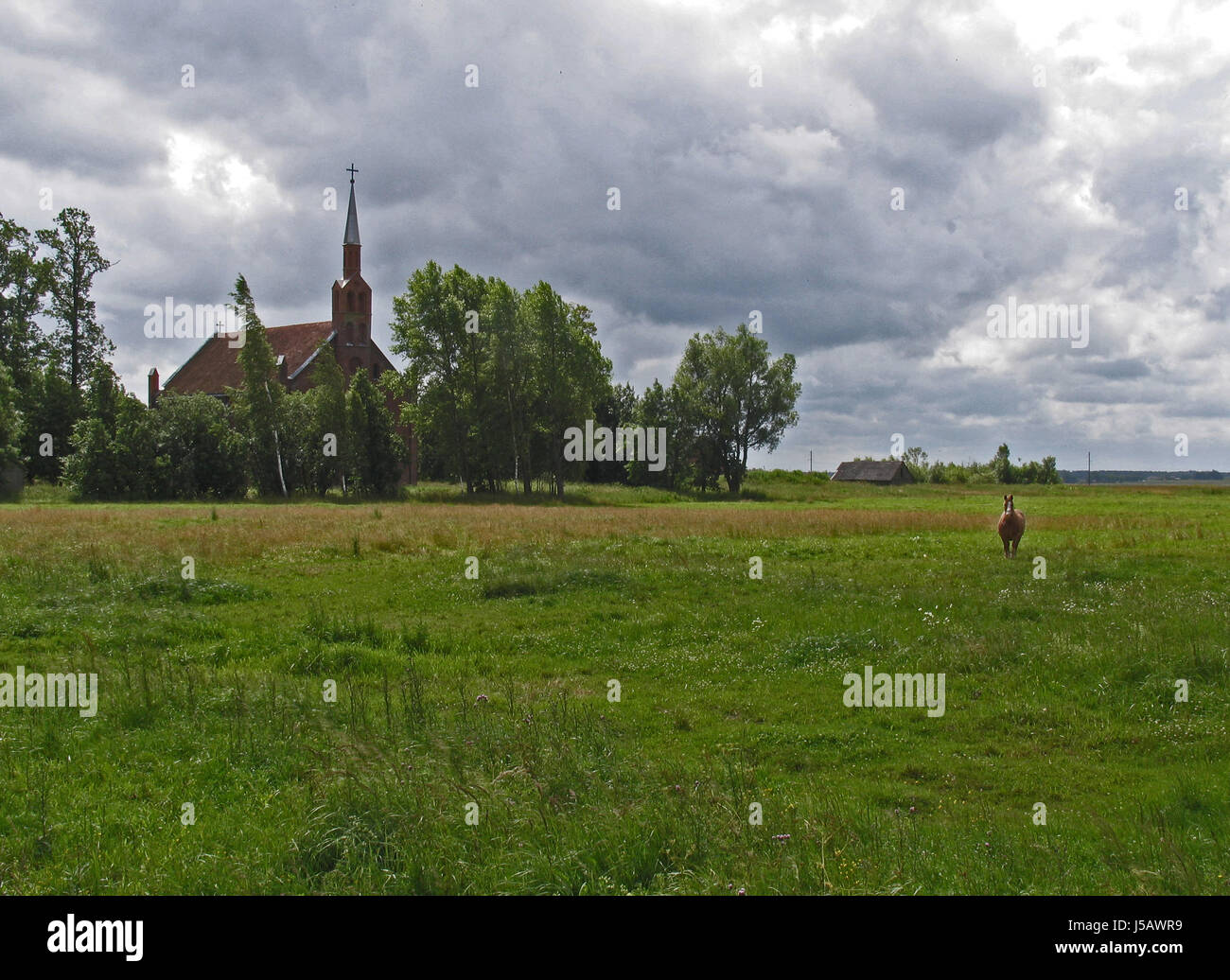 church europe meadows eastern europe lithuania scenery countryside ...