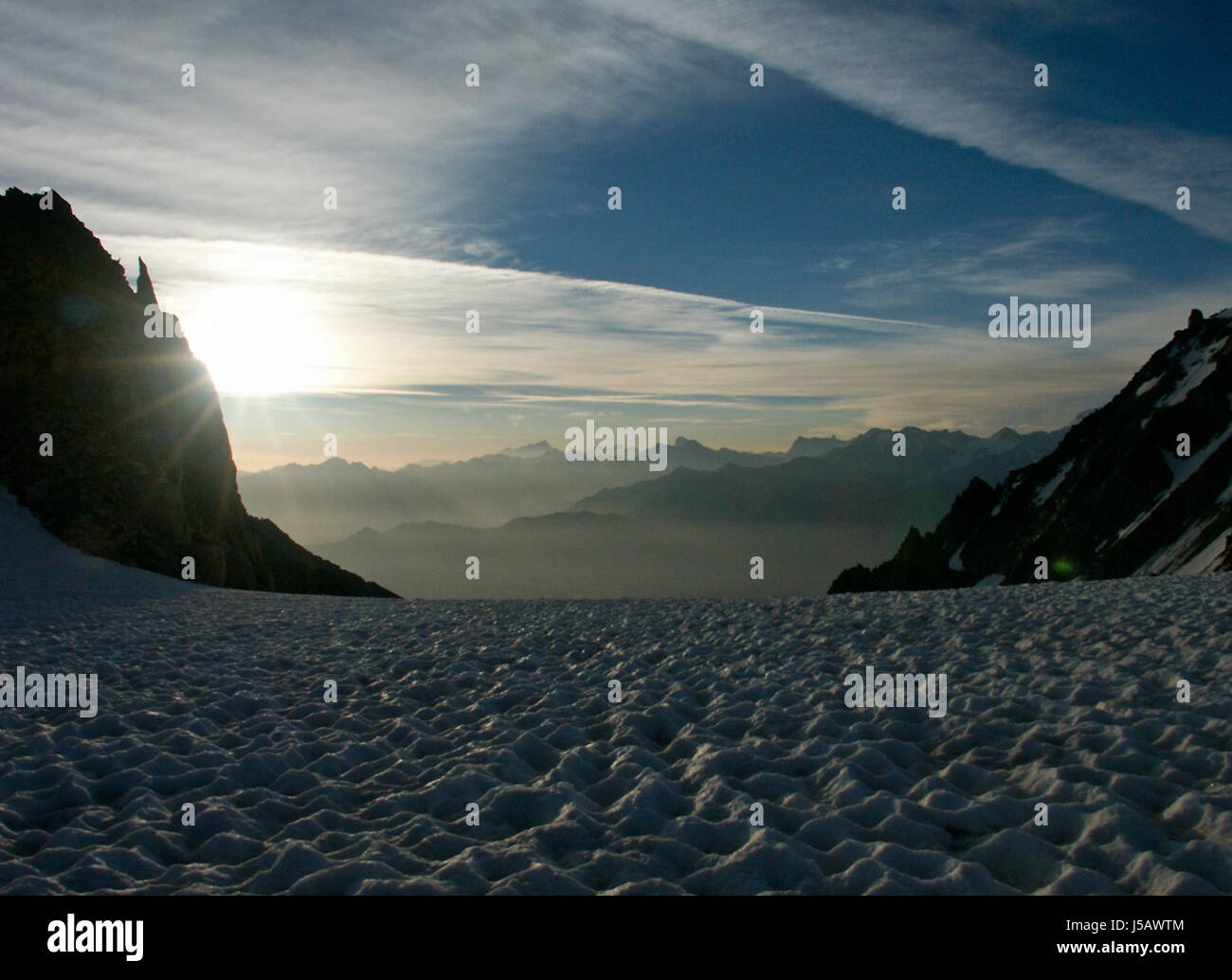 mountains horizon haze sunrise europe ice glacier tomorrow tendency ...