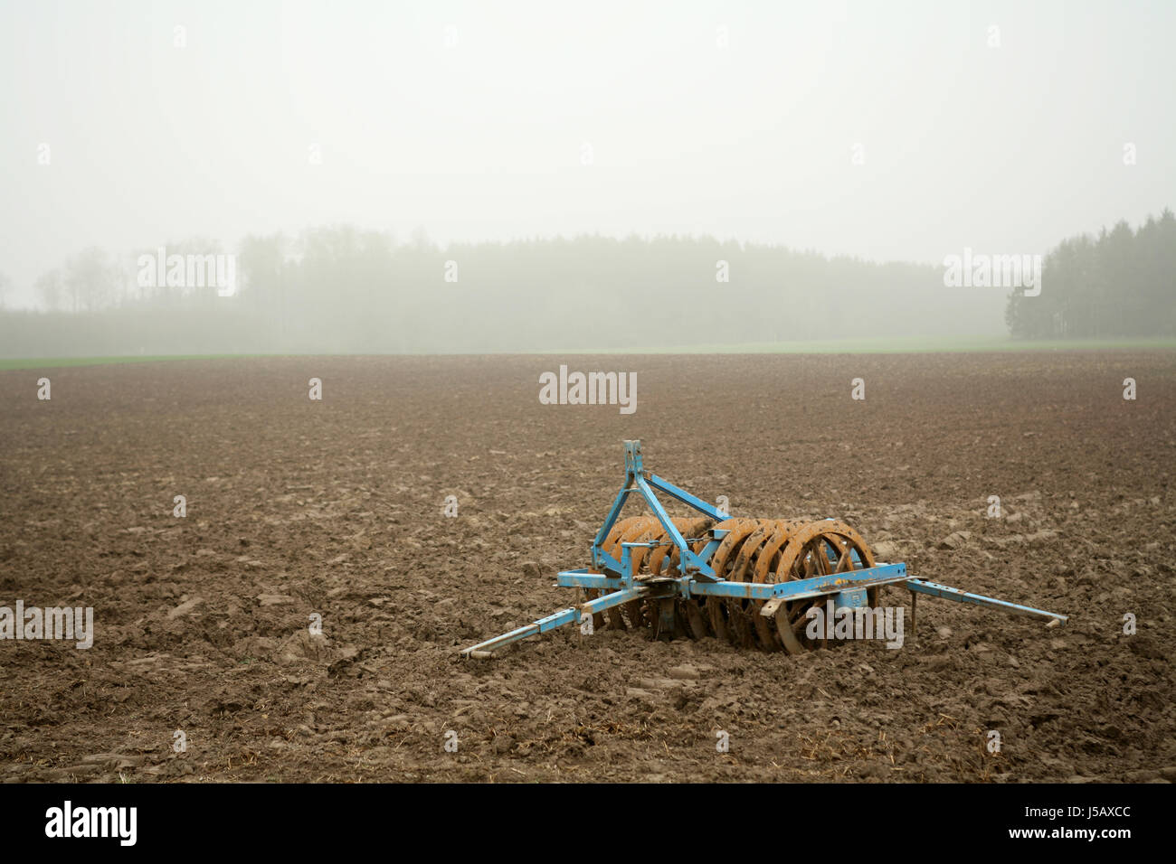 tackle agriculture farming field fog acre foggy dull roller ploughed ...