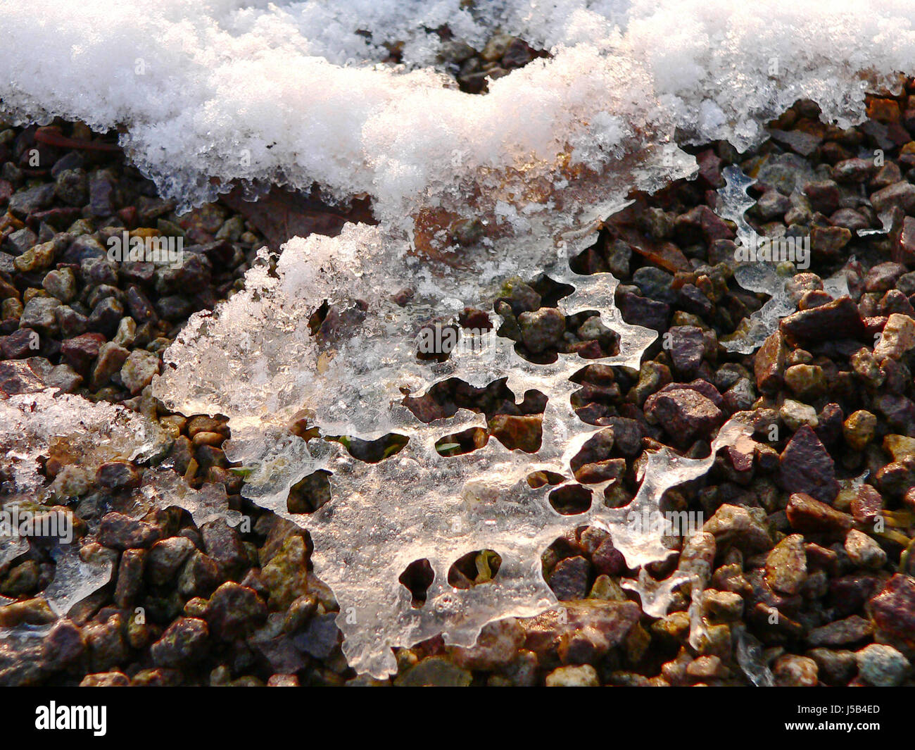 winter cold blank european caucasian gravel ice frost spring melted ...
