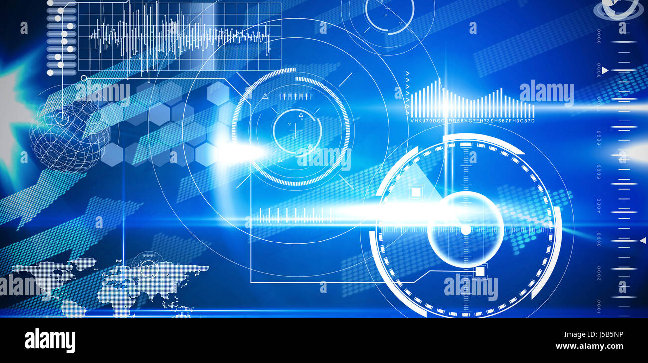 Digitally generated blue technology interface with glow Stock Photo - Alamy