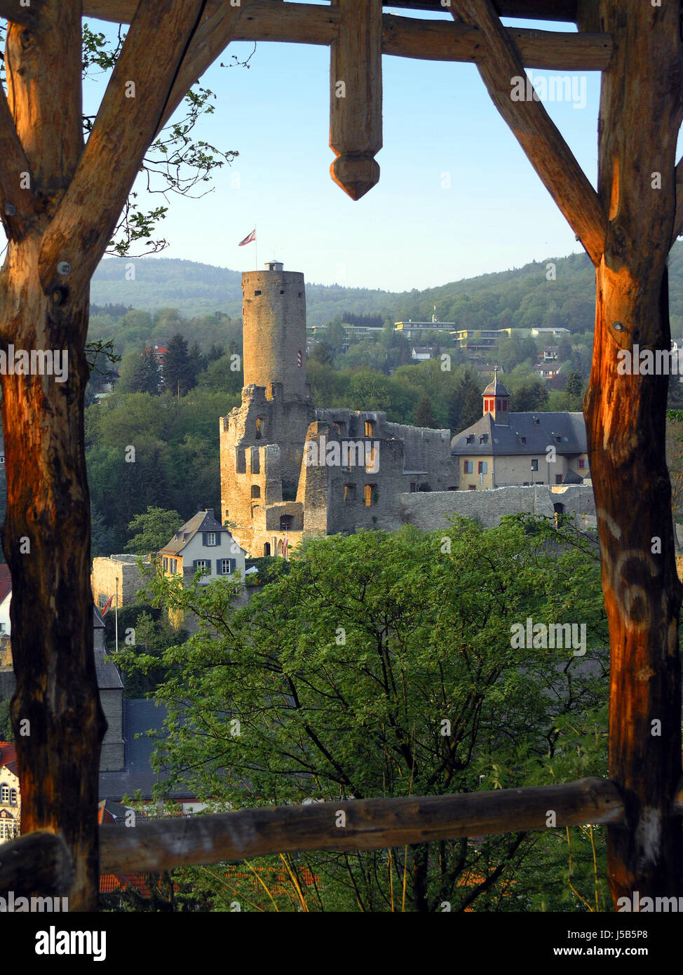 old town sightseeing hesse ruin setting sun lodge chateau castle hut ...