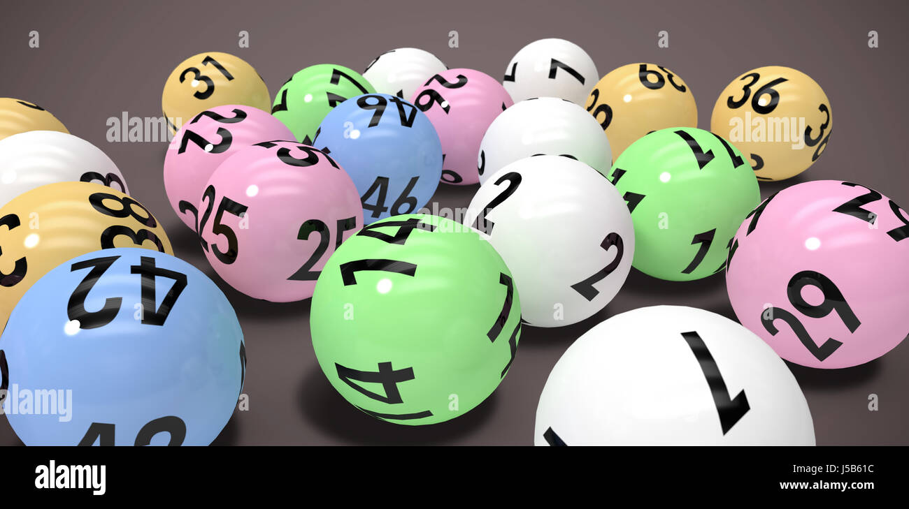 Close-up on colourful lottery balls against brown background Stock ...