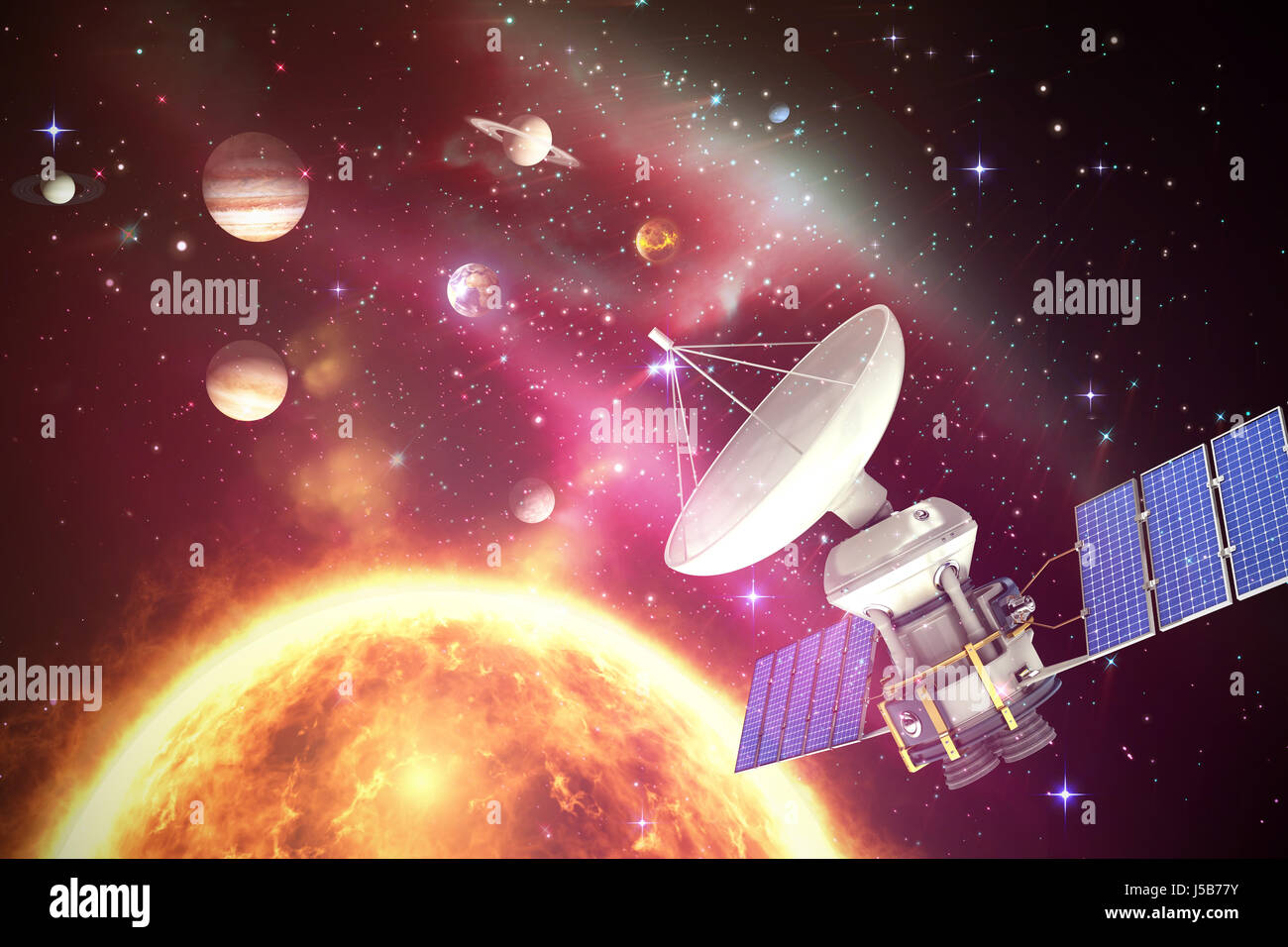 A 3d solar powered satellite composite image solar system hi-res stock ...