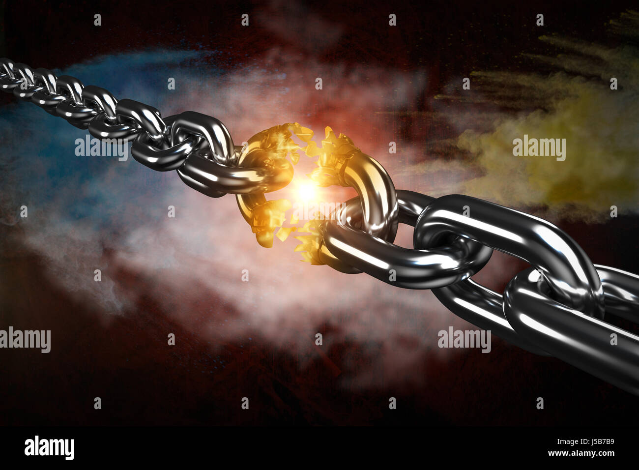 3d image of damaged silver chain against dark background Stock Photo ...