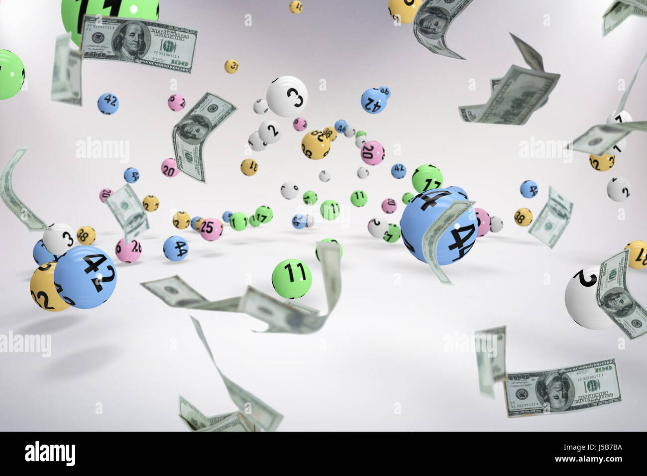 Falling one hundred dollar bills against grey background Stock Photo ...