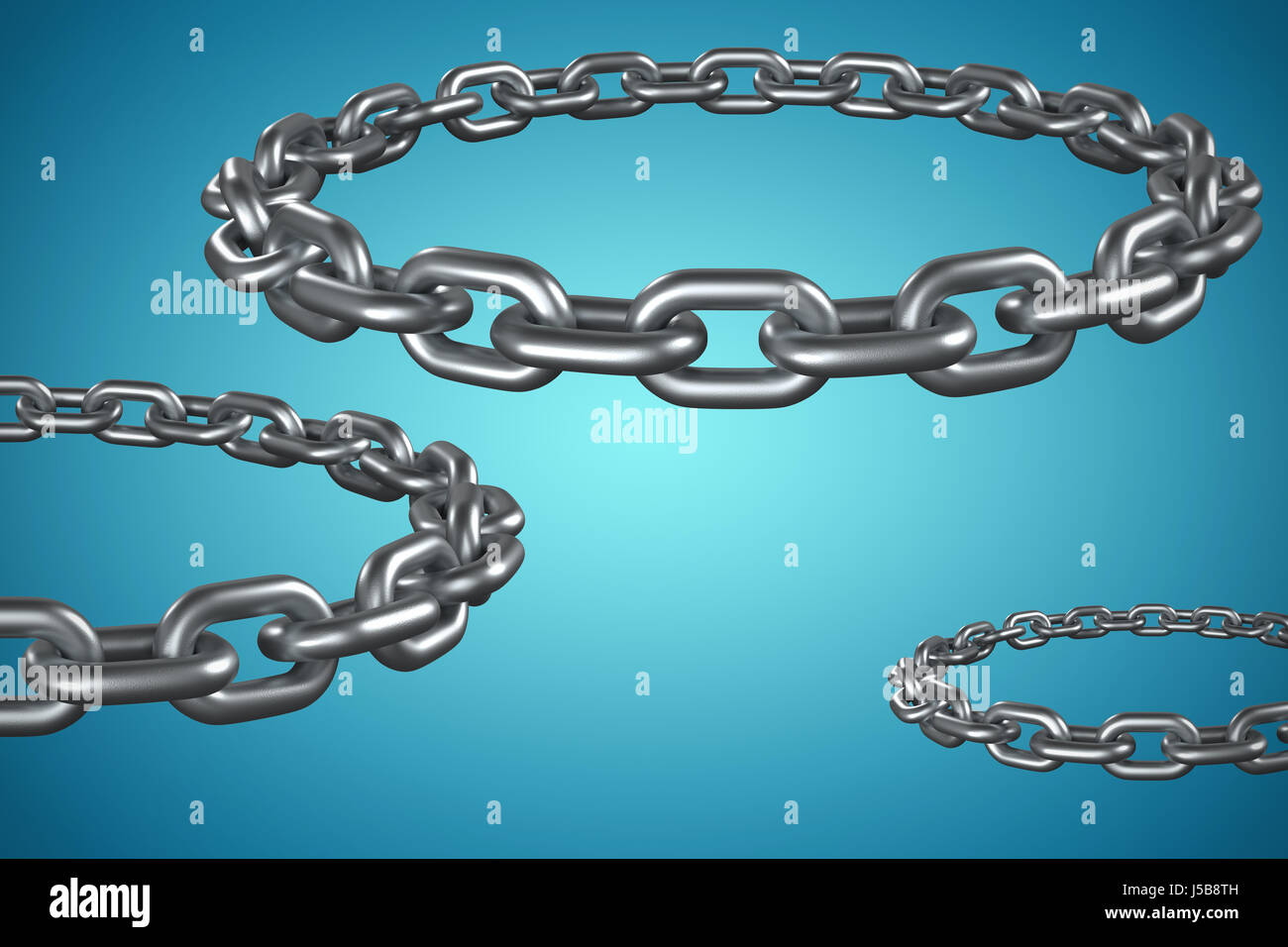 3d image of round metal chain against blue vignette background Stock ...