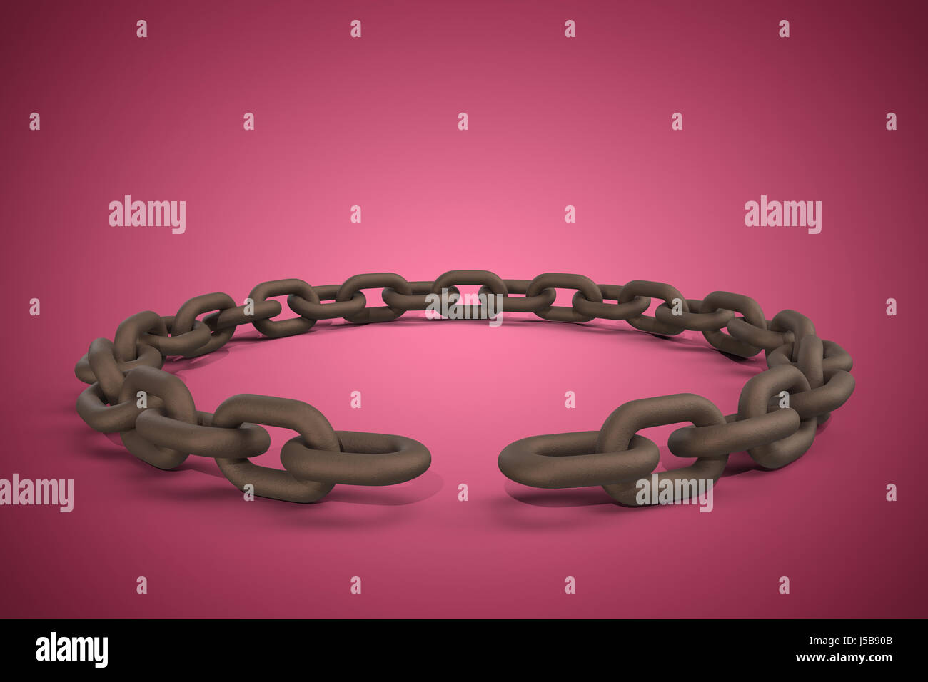 3d image of broken chain against red and white background Stock Photo ...