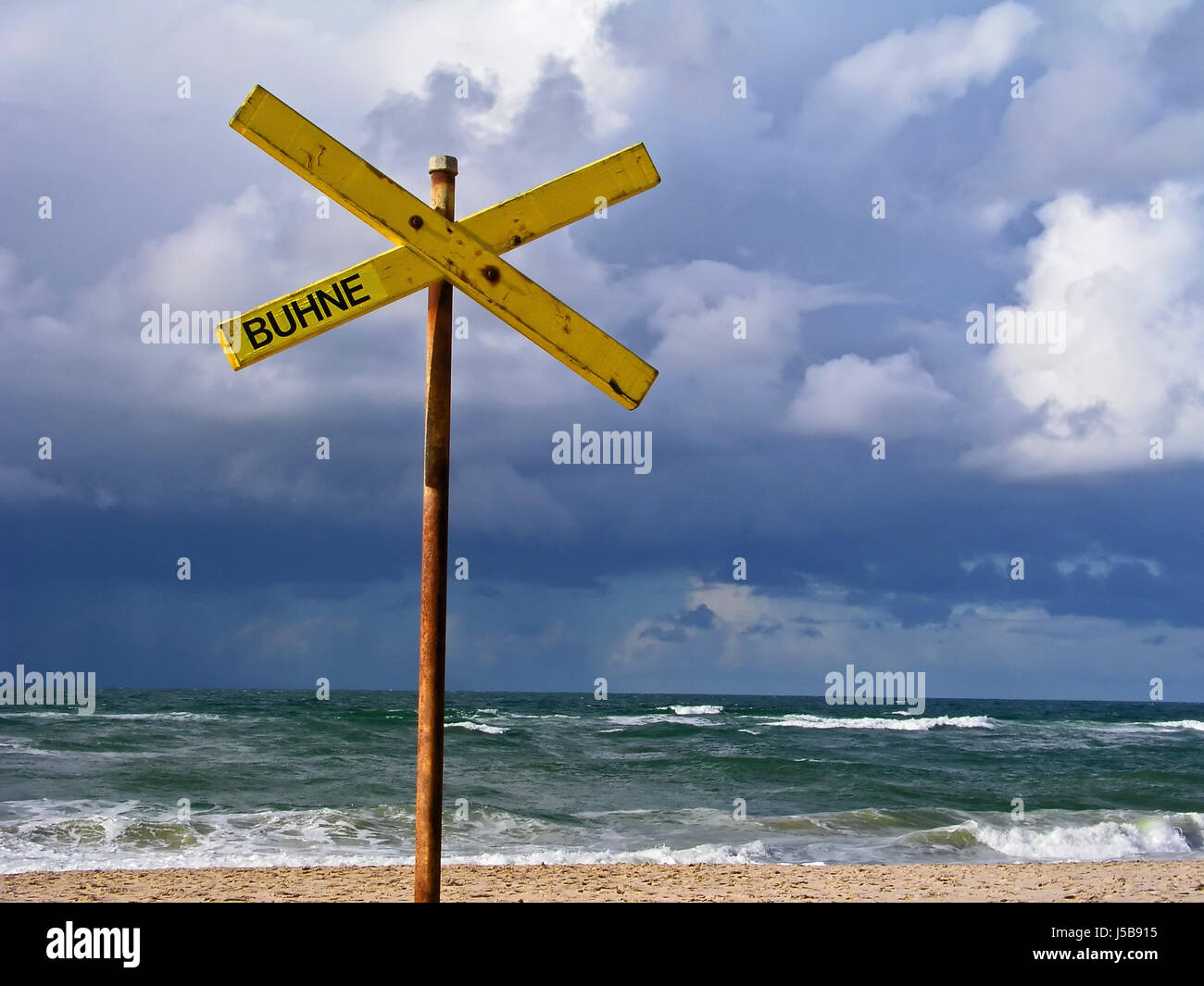 sign signal cross beach seaside the beach seashore water north sea salt ...