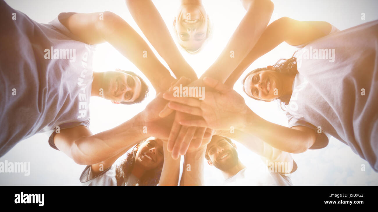 United team reunite their hands together Stock Photo - Alamy