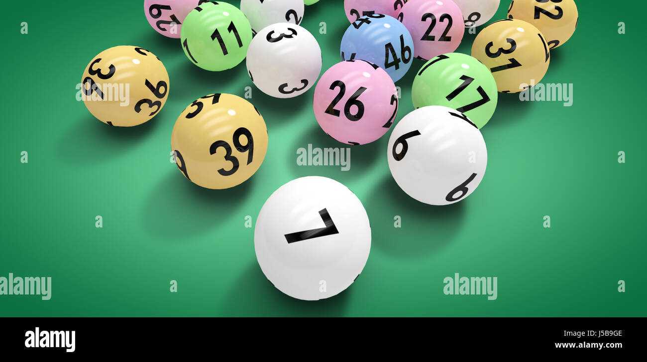 Colourful lottery balls against green vignette Stock Photo - Alamy