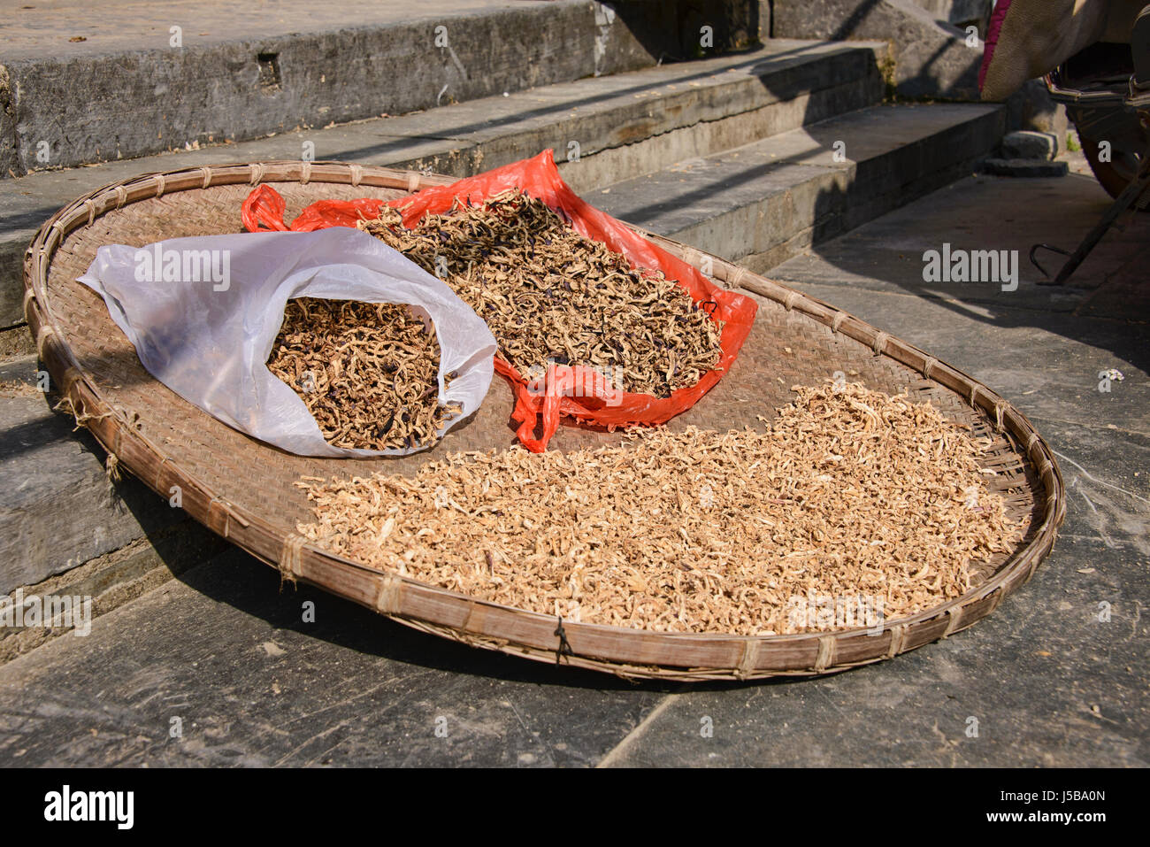 Vegetable drying in the ancient village of Xidi, Anhui, China Stock ...