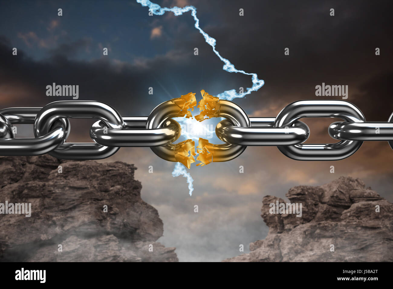 3d image damaged silver chain hi-res stock photography and images - Alamy