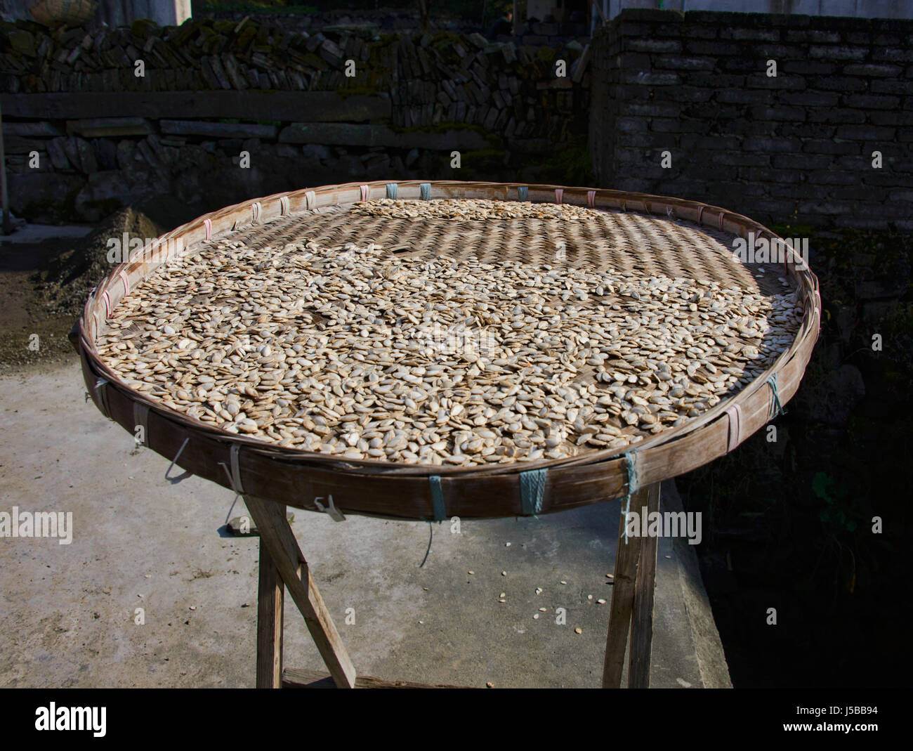 Vegetable drying in the ancient village of Xidi, Anhui, China Stock ...