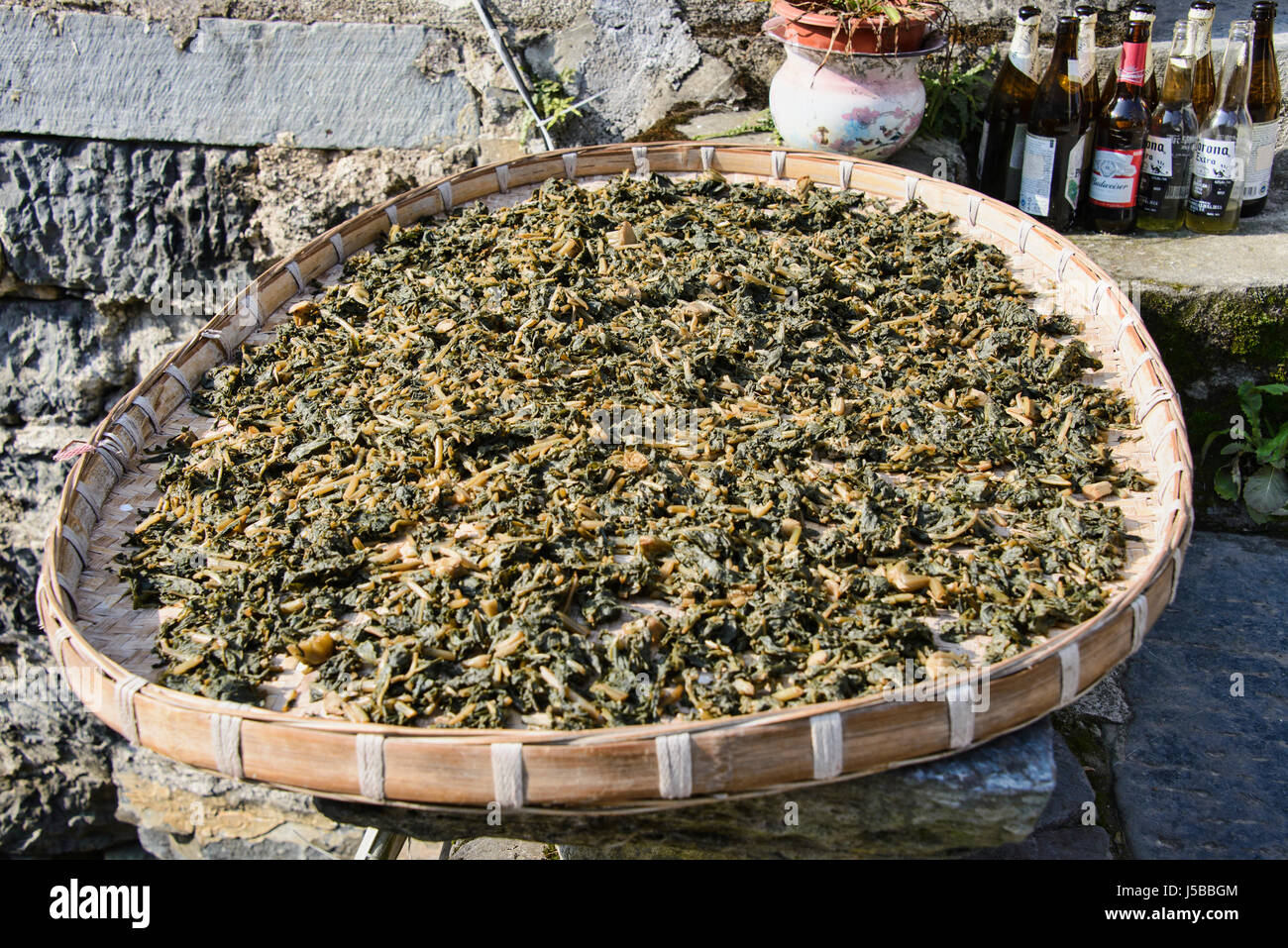 Vegetable drying in the ancient village of Xidi, Anhui, China Stock ...