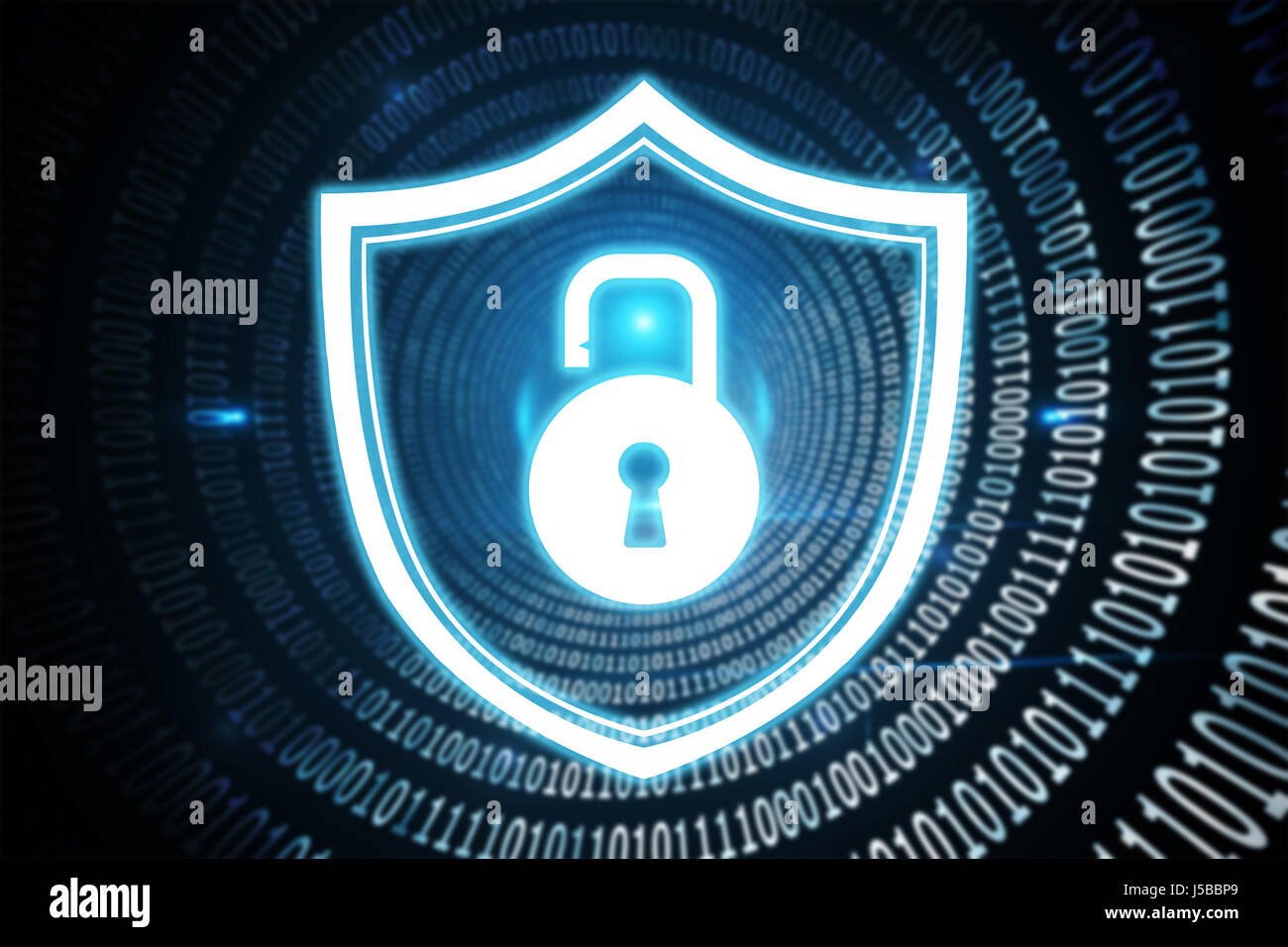 Lock against spiral of shiny binary code Stock Photo - Alamy