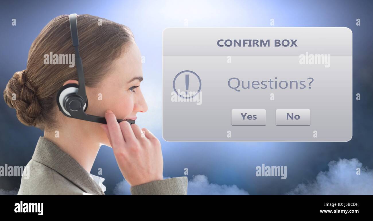 Digital composite of Customer service executive wearing headphones by ...