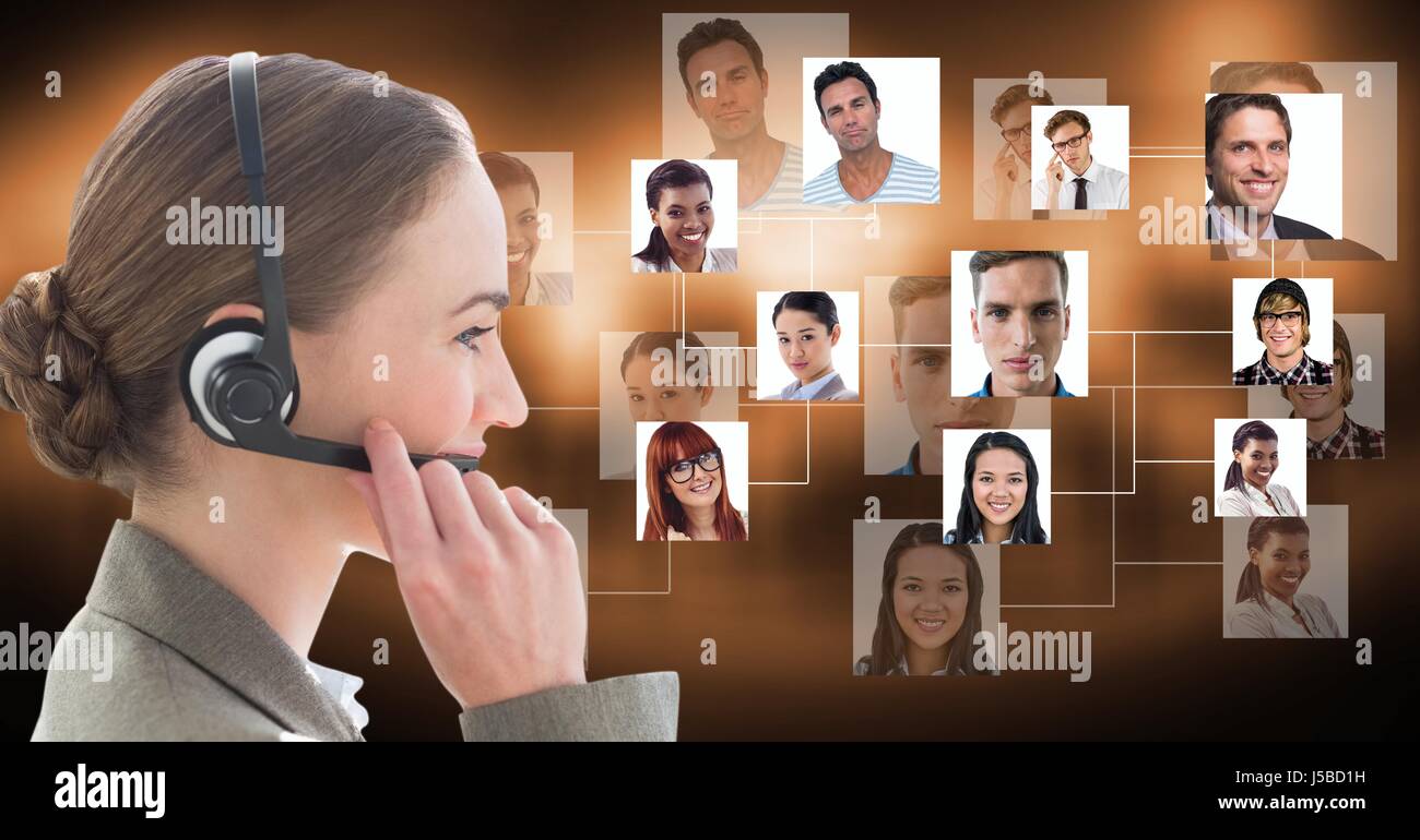 Digital composite of Female customer care representative using ...