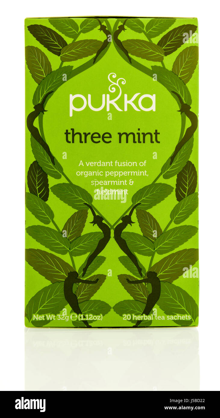 Winneconne, WI - 7 May 2017: A box of Three mint tea by Pukka on an ...