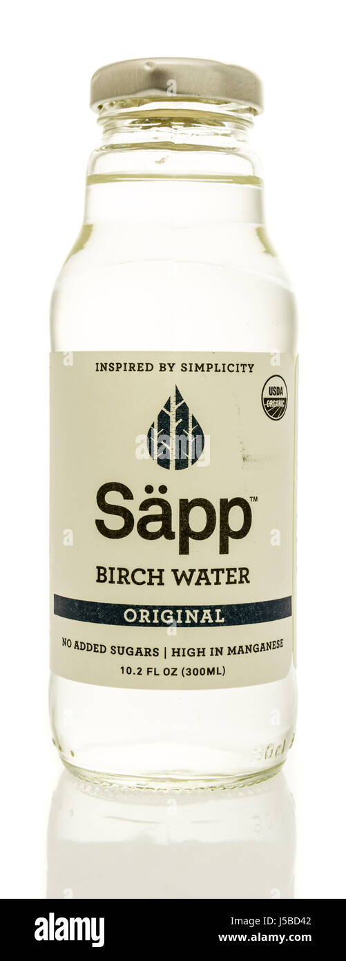 Winneconne, WI - 7 May 2017: A bottle of Sapp birch water on an ...