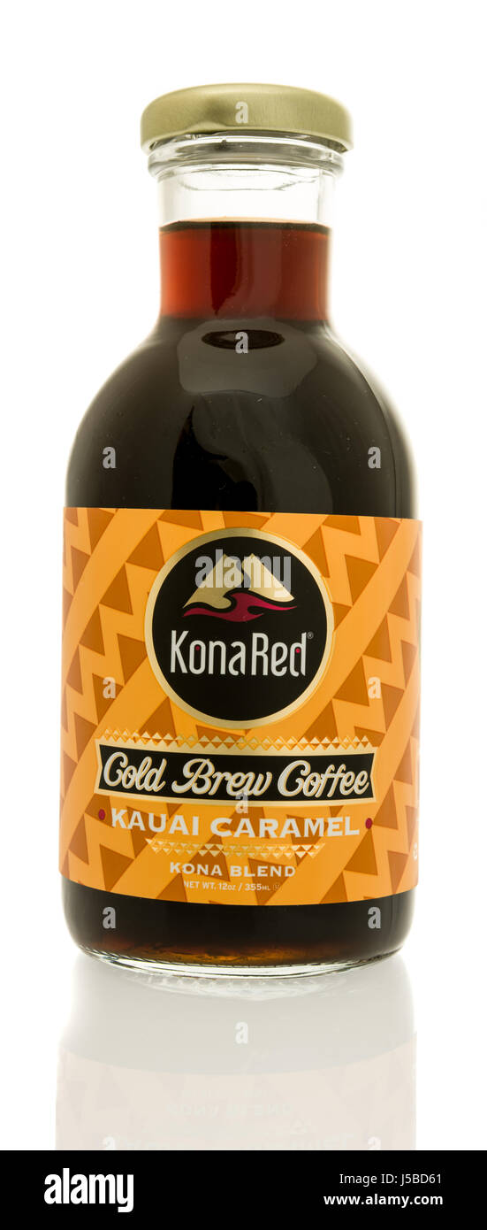 Winneconne, WI - 7 May 2017: A bottle of Kona Red gold brew coffee in ...