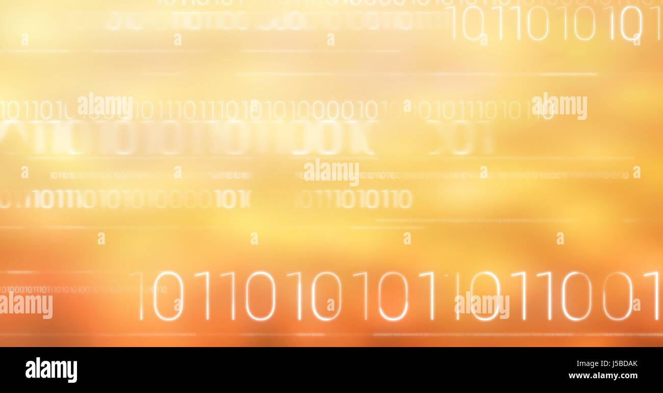 Digital composite of White binary code against orange bokeh Stock Photo ...