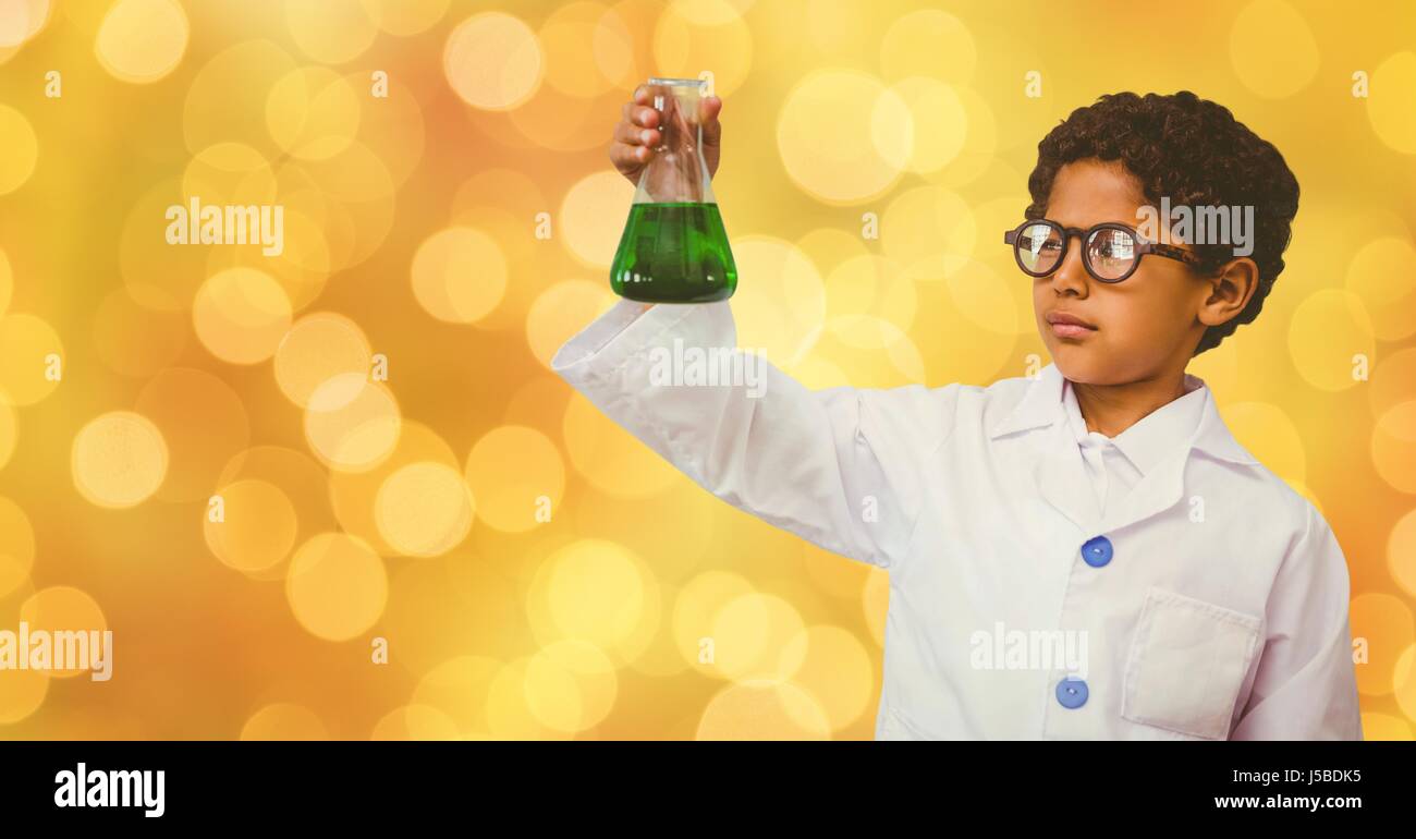 Digital composite of Little boy analyzing solution in beaker Stock ...