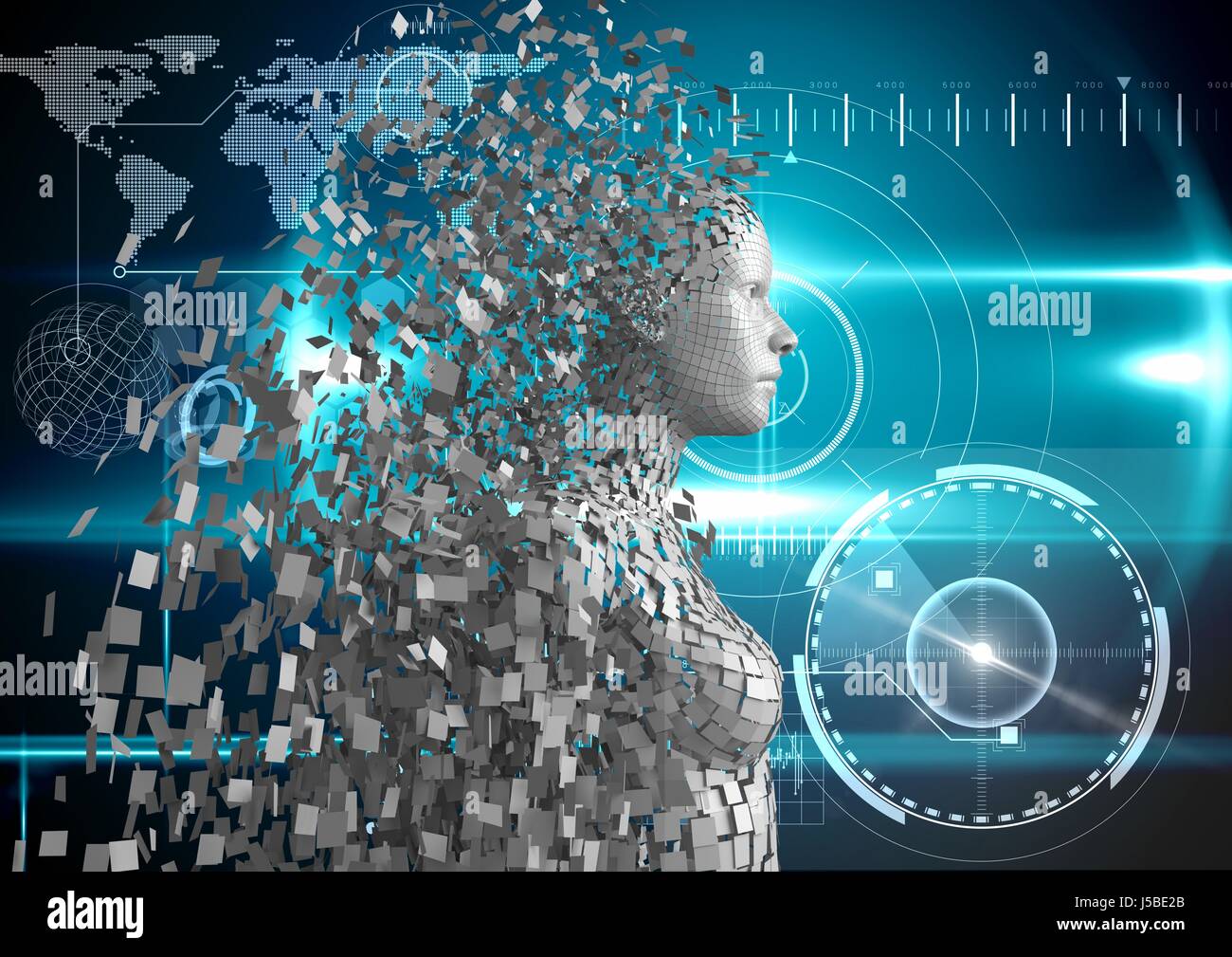 Digital composite of Digital composite image of 3d human over glowing ...