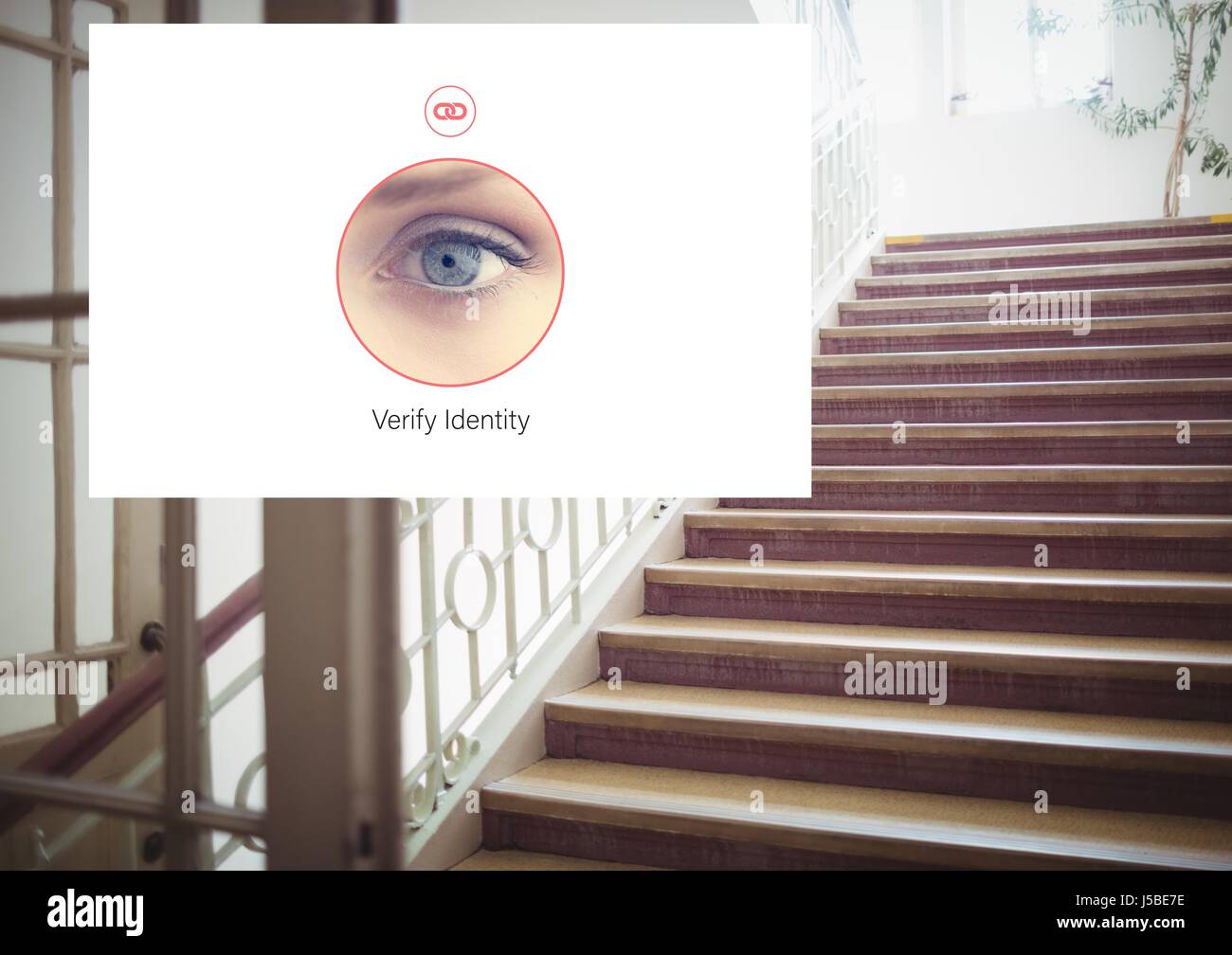 Digital composite of Identity eye Verify App Interface on stairs Stock ...