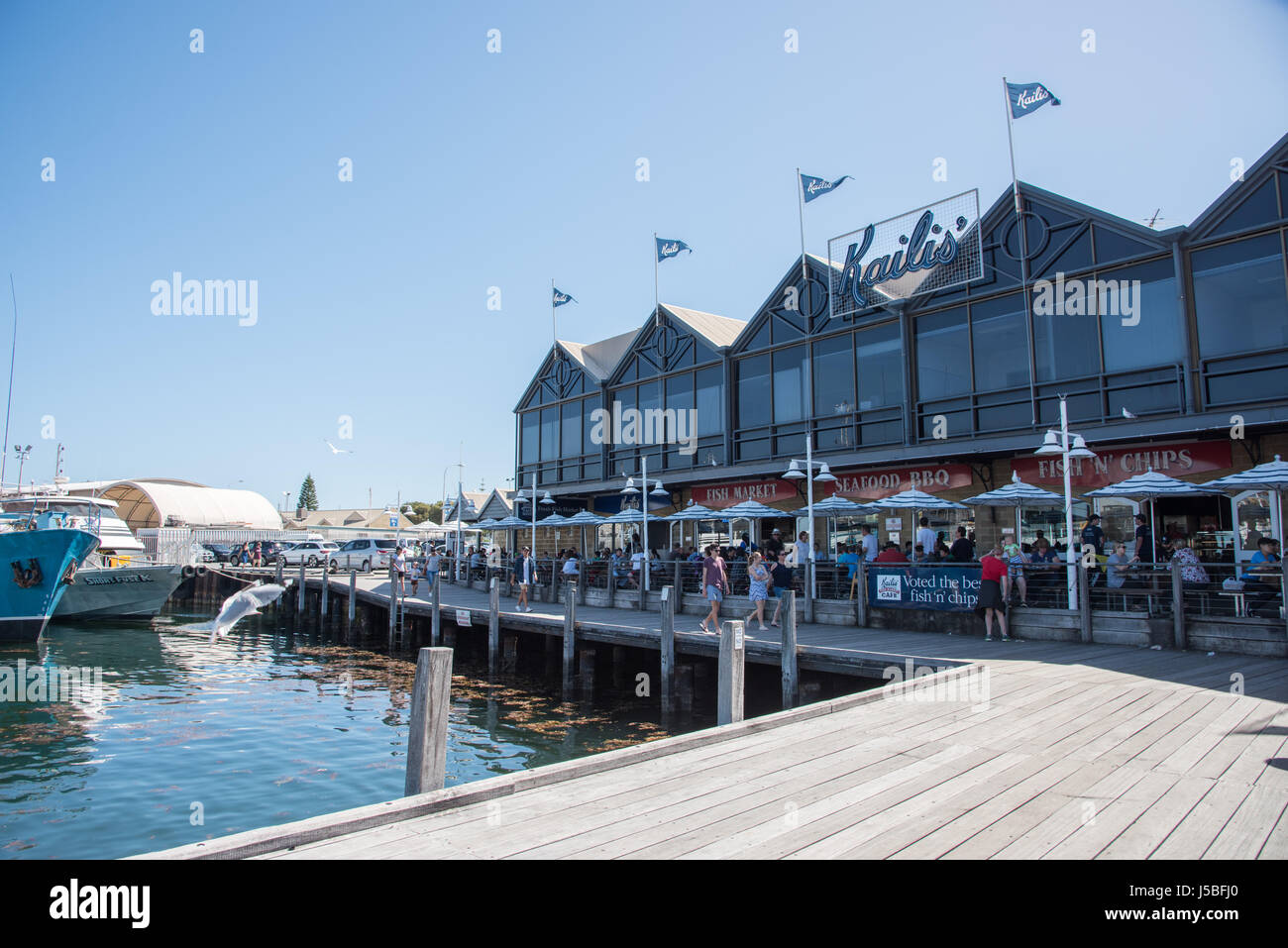Fremantle,WA,Australia-November 13,2016: People eating at Kaili's Fish ...