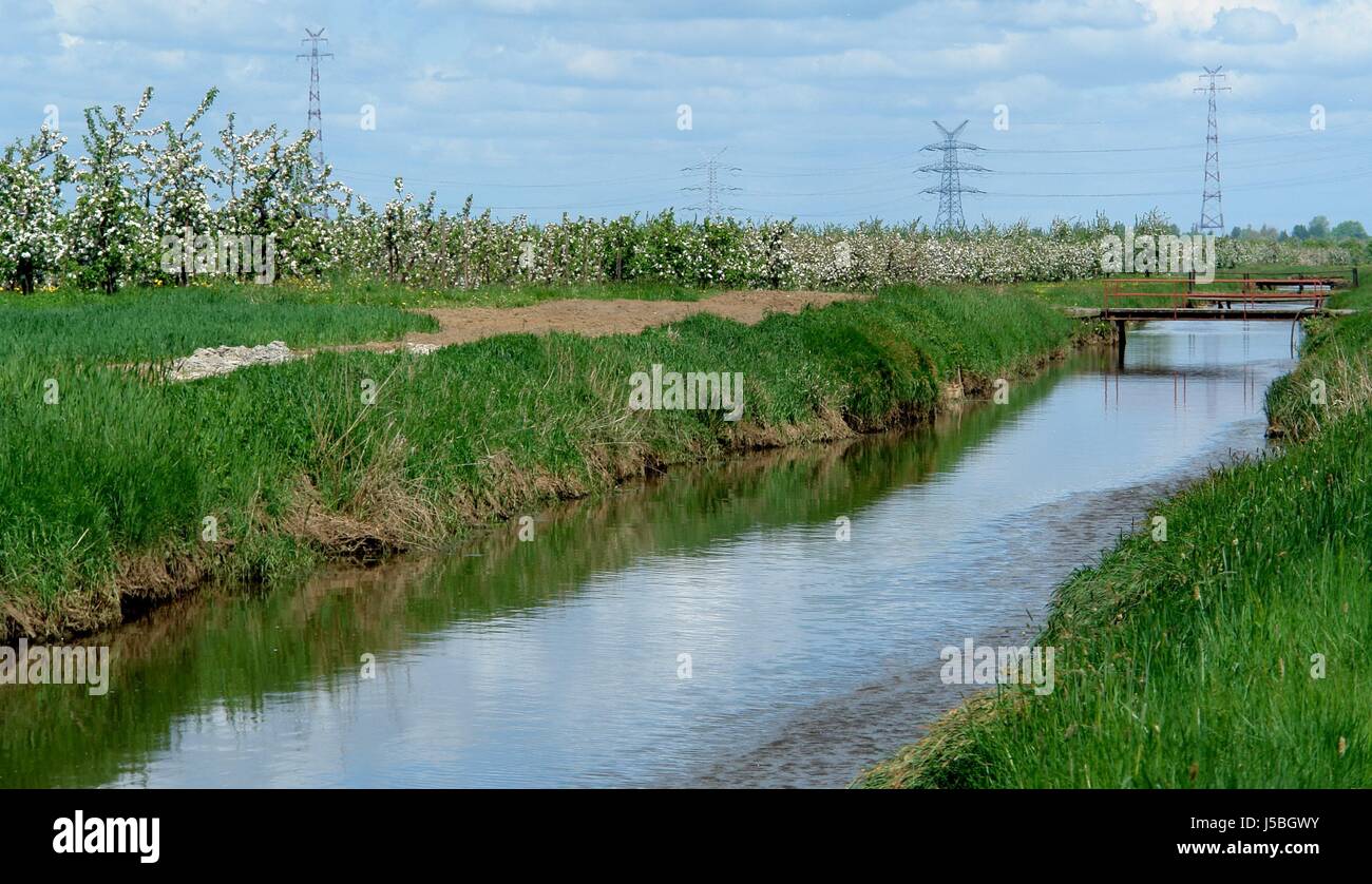 agriculture farming spring bridges infinite trench apple trees ...