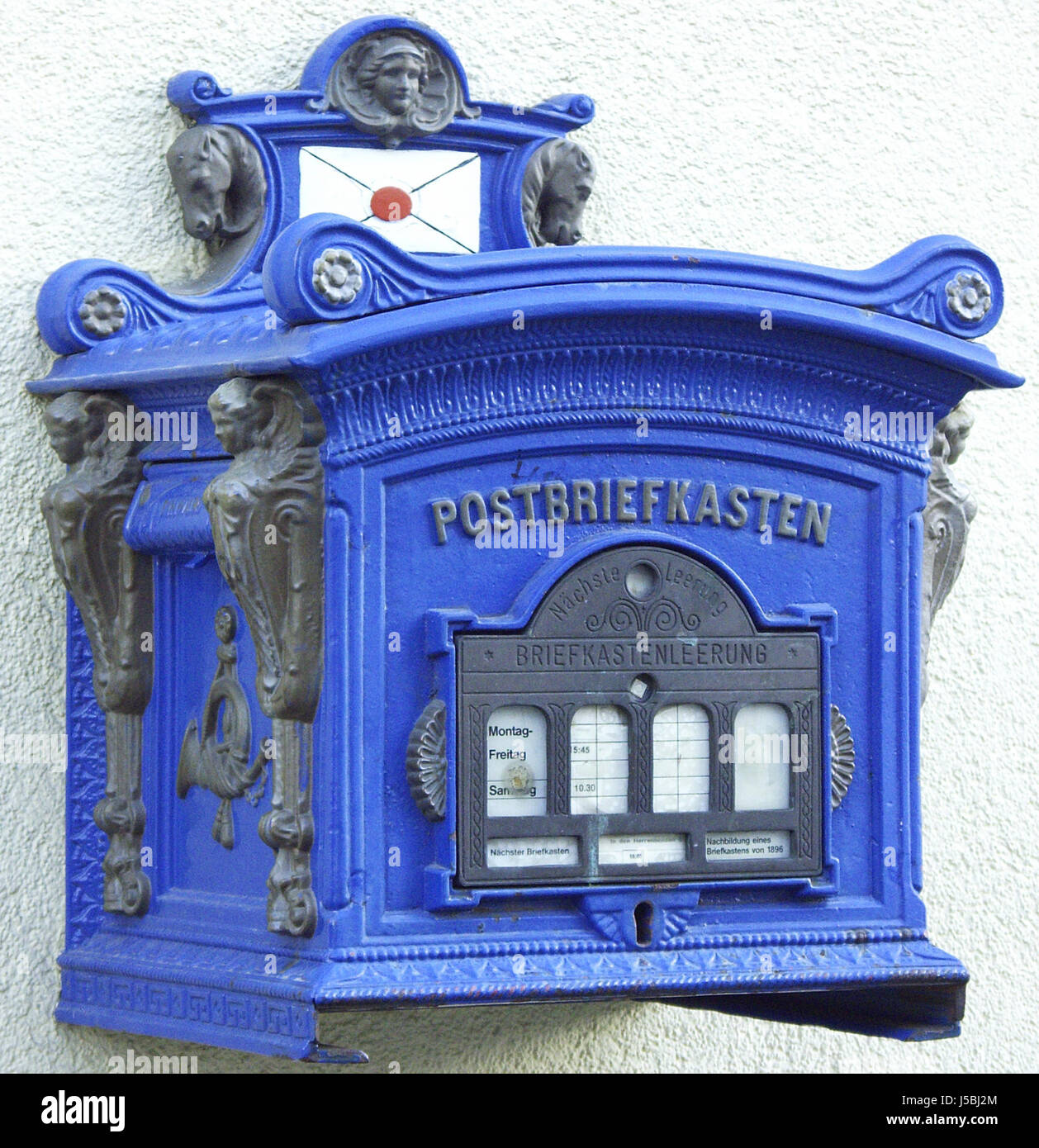 blue mailbox letter mail jugendstil mailboxes post old blue macro close ...